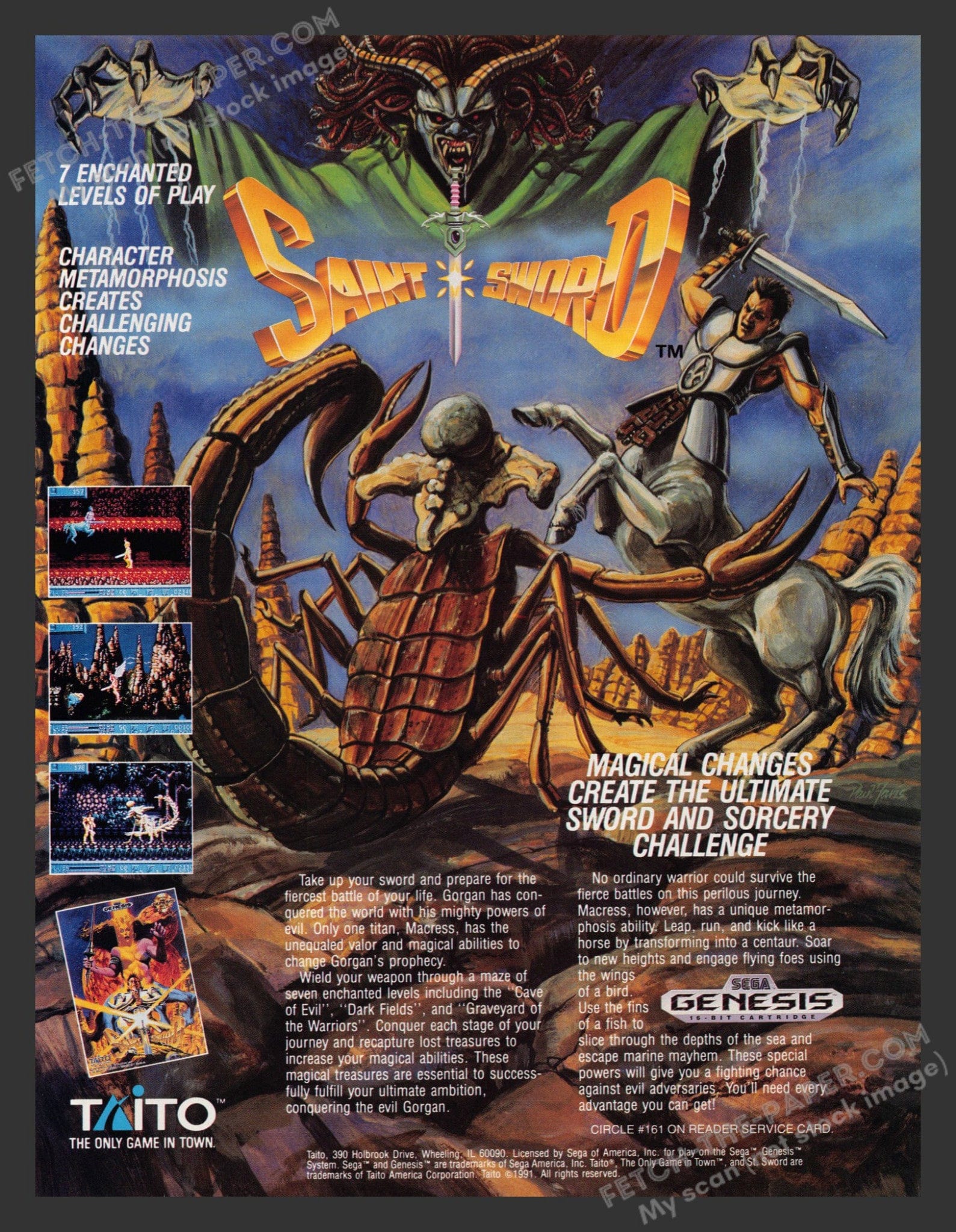 Saint Sword Video Game 1990s Print Advertisement 1991 — Fetch-the-Paper