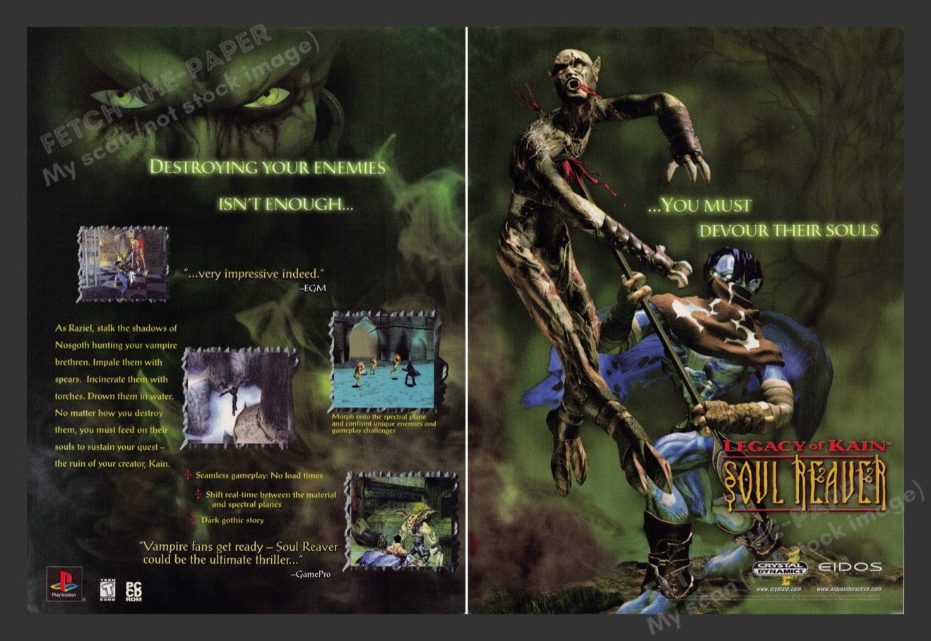 Soul Reaver: Legacy of Kain 1990s Video Game Print Advertisement (2 Pa — Fetch-the-Paper