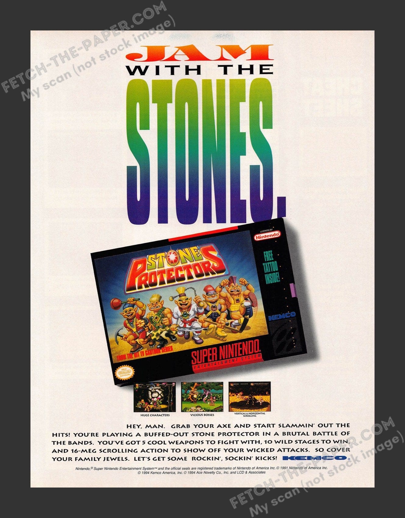 Stone Protectors Video Game 1990s Print Advertisement 1994 — Fetch-the-Paper