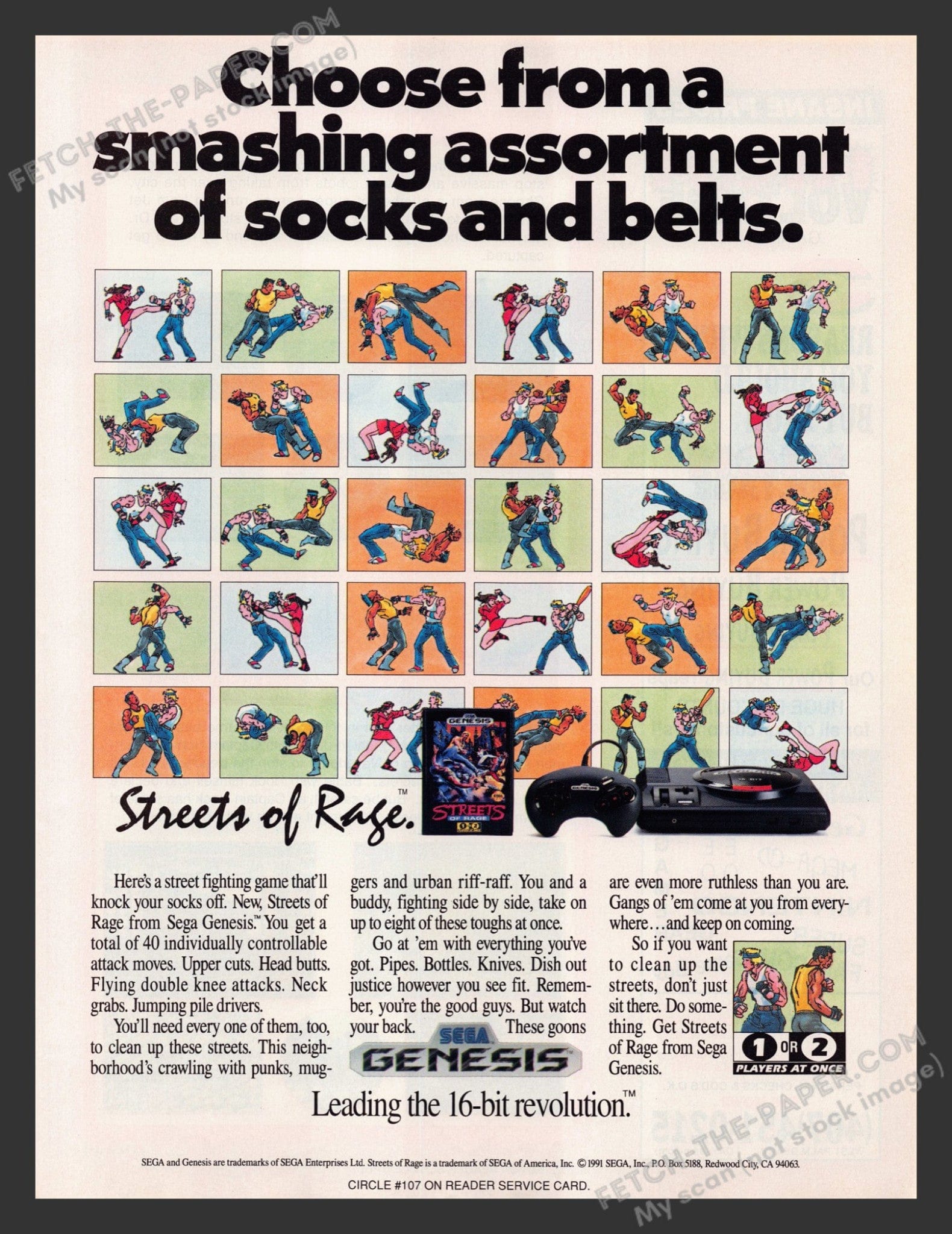 Streets of Rage Video Game 1990s Print Advertisement 1991 — Fetch-the-Paper