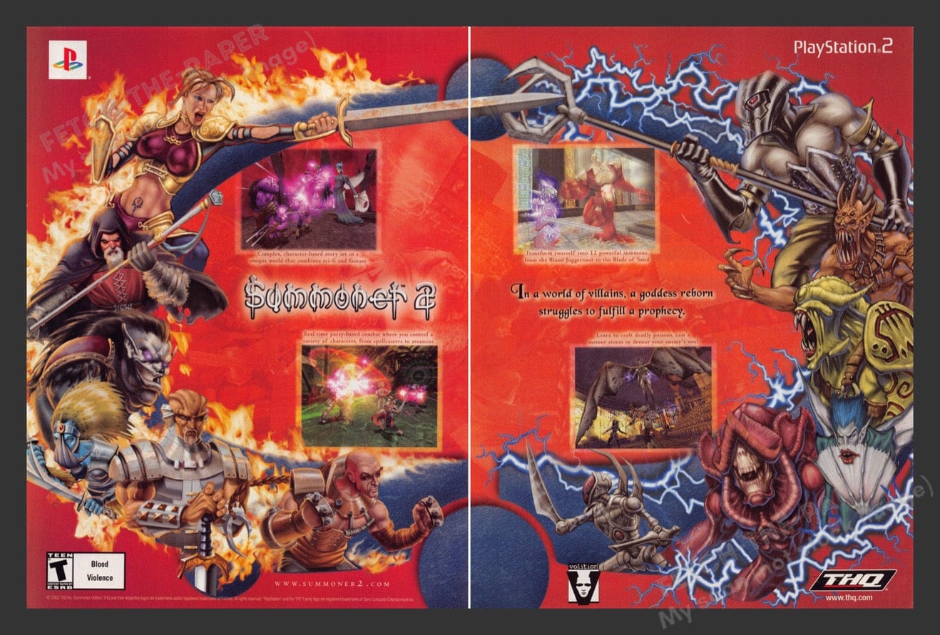 Summoner 2 2000s Video Game Print Advertisement (2 Pages) 2002 — Fetch-the-Paper
