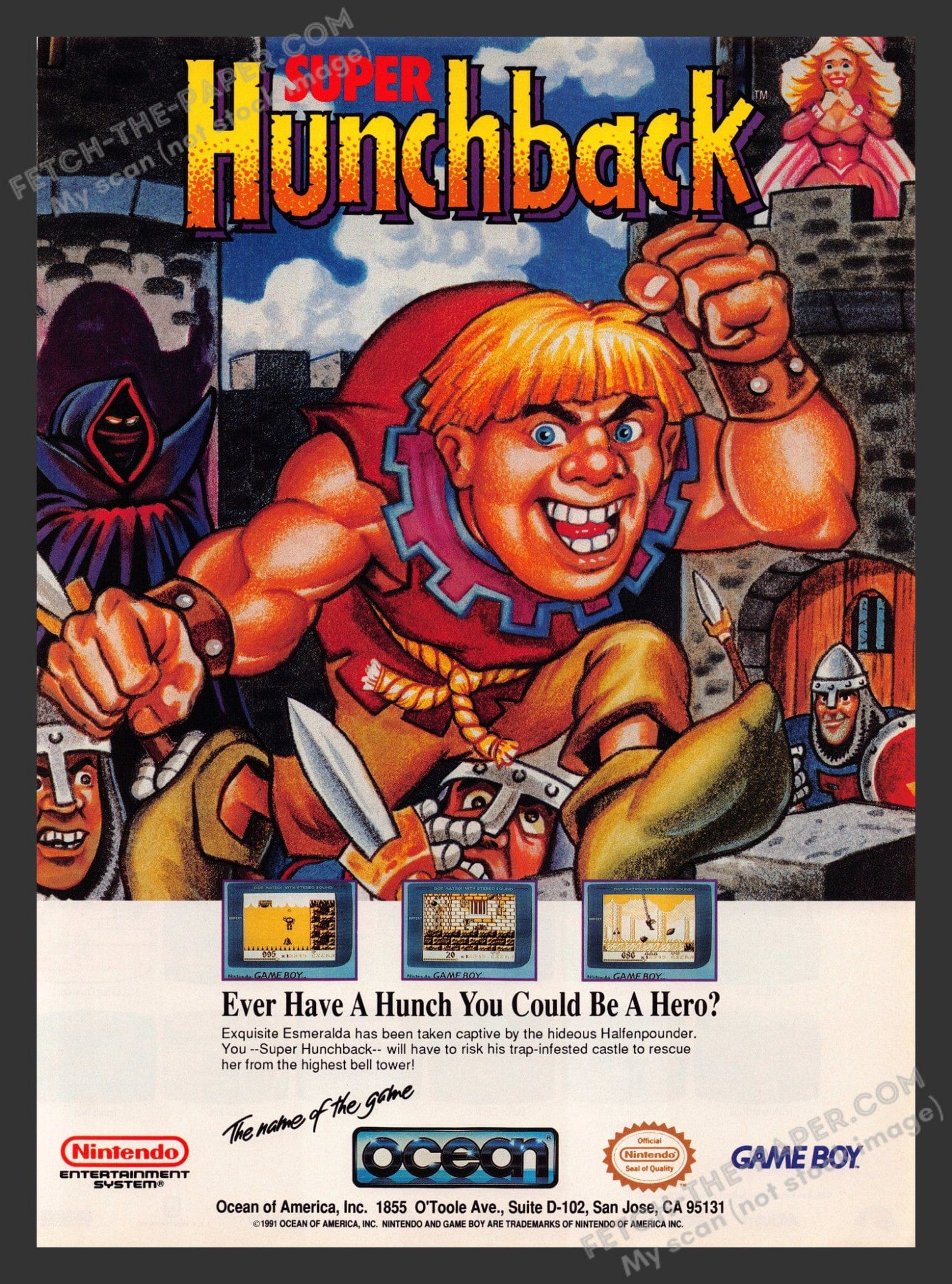 Super Hunchback Video Game 1990s Print Advertisement 1991 — Fetch-the-Paper