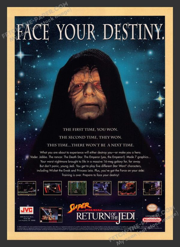 Super Star Wars: Return of the Jedi Video Game 1990s Print Advertiseme — Fetch-the-Paper