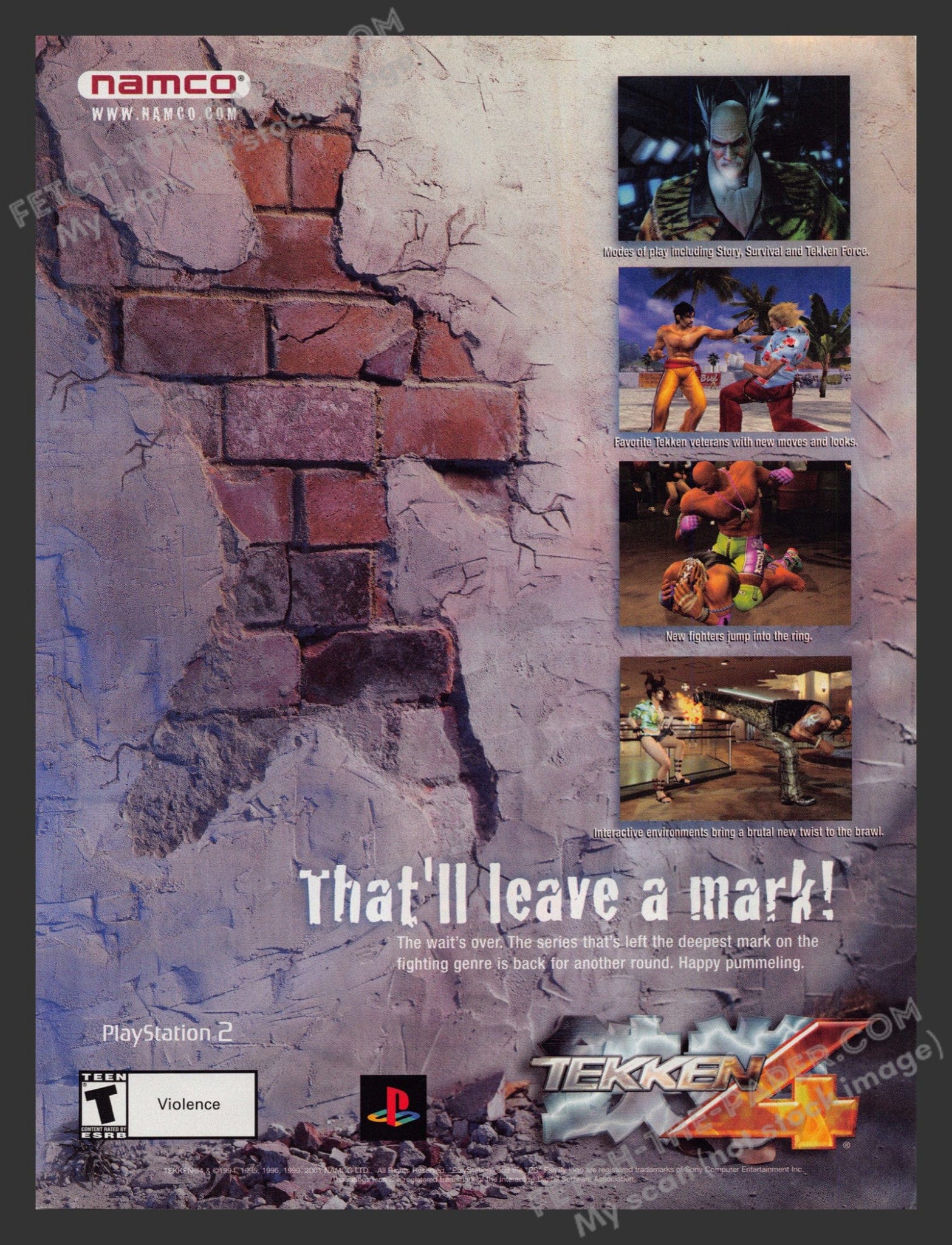 Tekken 4 Brick Wall Video Game 2000s Print Ad — Fetch-the-Paper