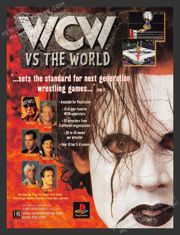 WCW Vs. The World 1990s Video Game Print Advertisement — Fetch-the-Paper