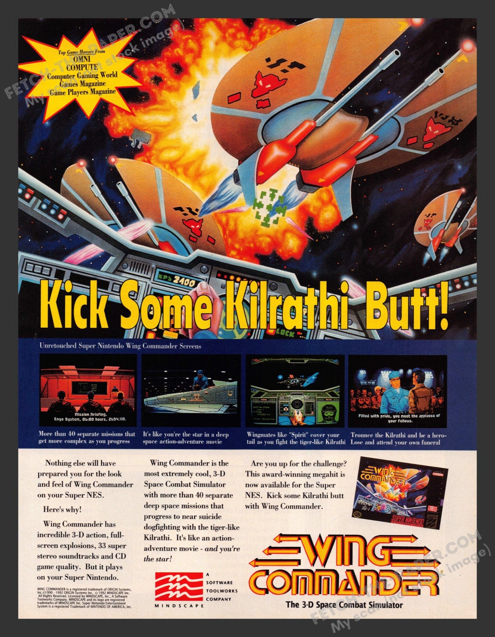 Wing Commander Video Game 1990s Print Advertisement 1992 — Fetch-the-Paper