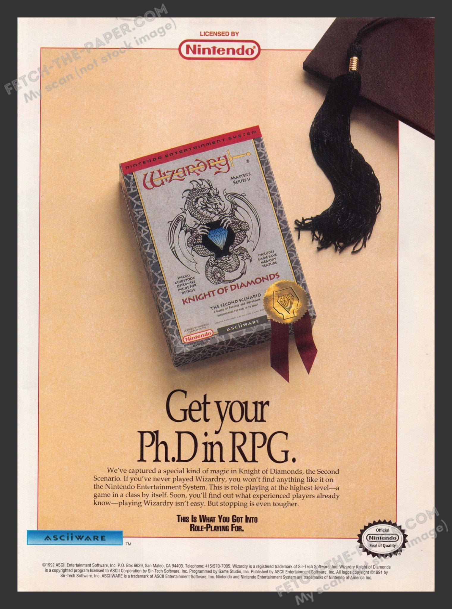 Wizardry Knight of Diamonds Video Game 1990s Print Advertisement 1992 — Fetch-the-Paper