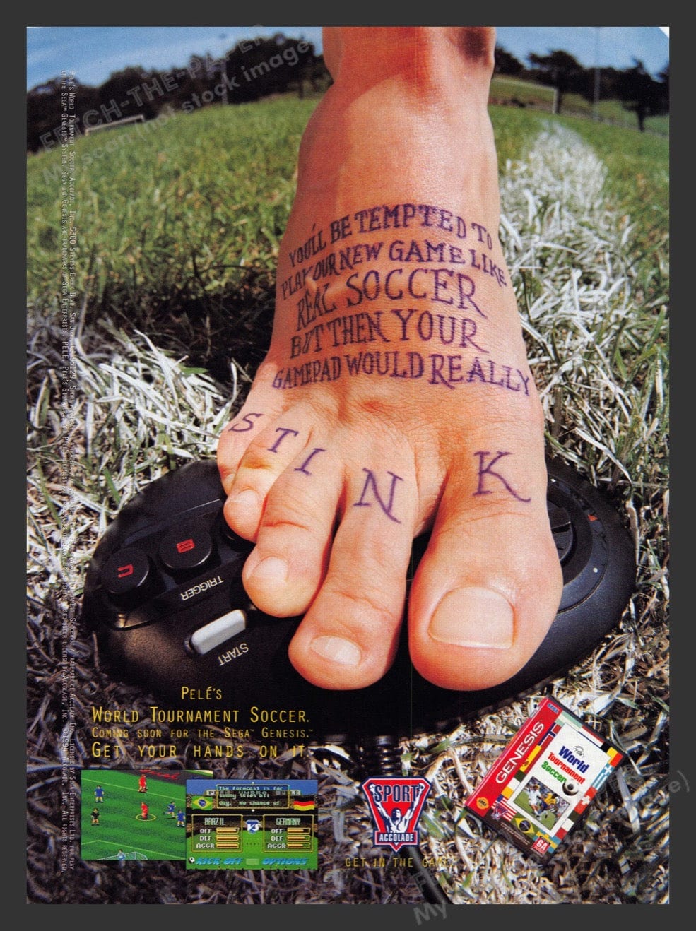 World Tournament Soccer Video Game 1990s Print Advertisement Ad 1994 — Fetch-the-Paper