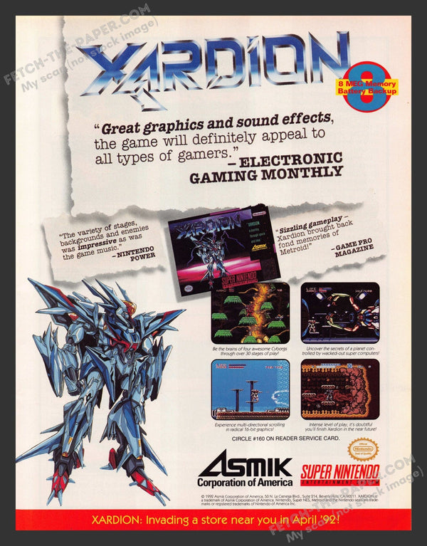 Xardion Video Game 1990s Print Advertisement 1992 — Fetch-the-Paper