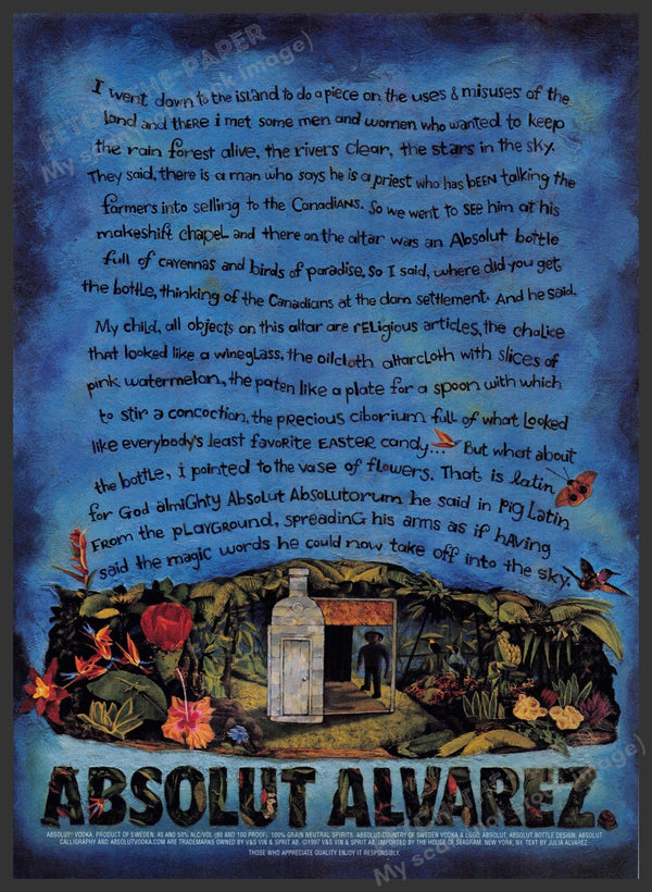 Absolut 1998 Vintage Print Ad - Whimsical Island Story — Fetch-the-Paper