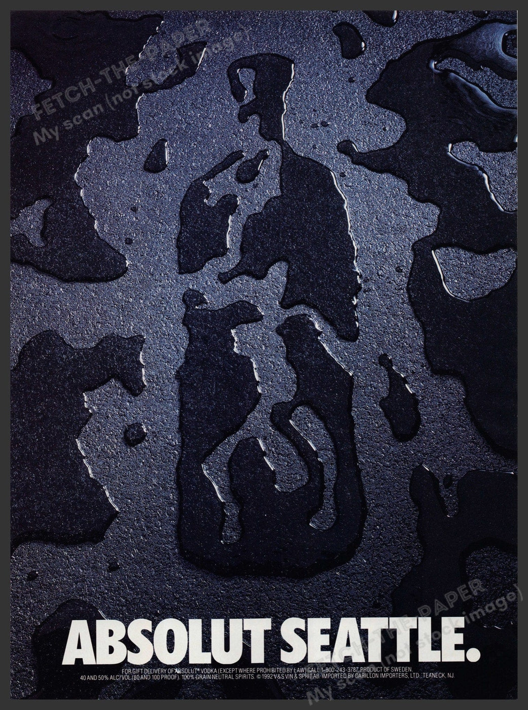 Absolut Seattle 1990s Print Advertisement Ad 1992 Rain Water — Fetch ...