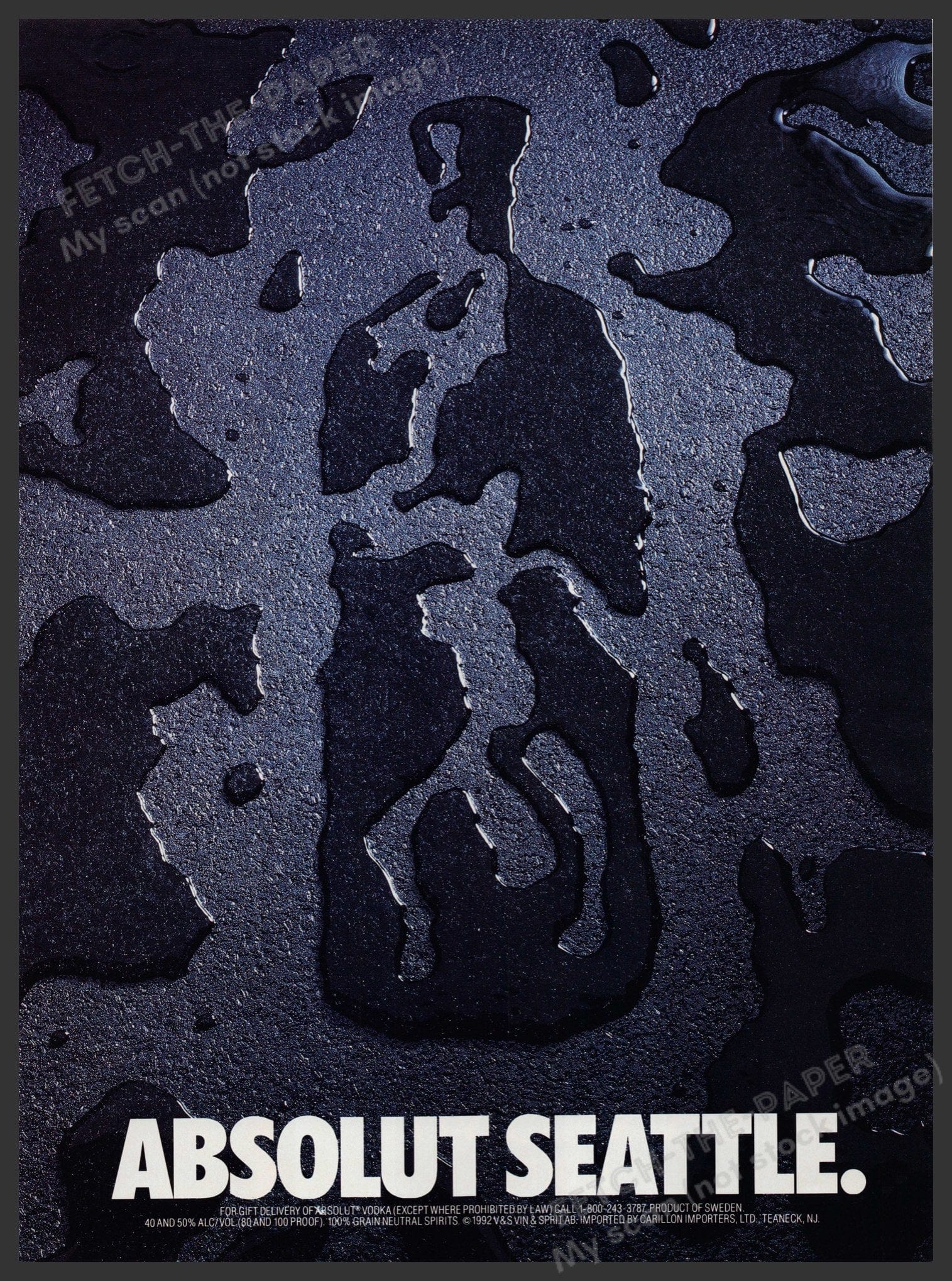 Absolut Seattle 1990s Print Advertisement Ad 1992 Rain Water — Fetch ...