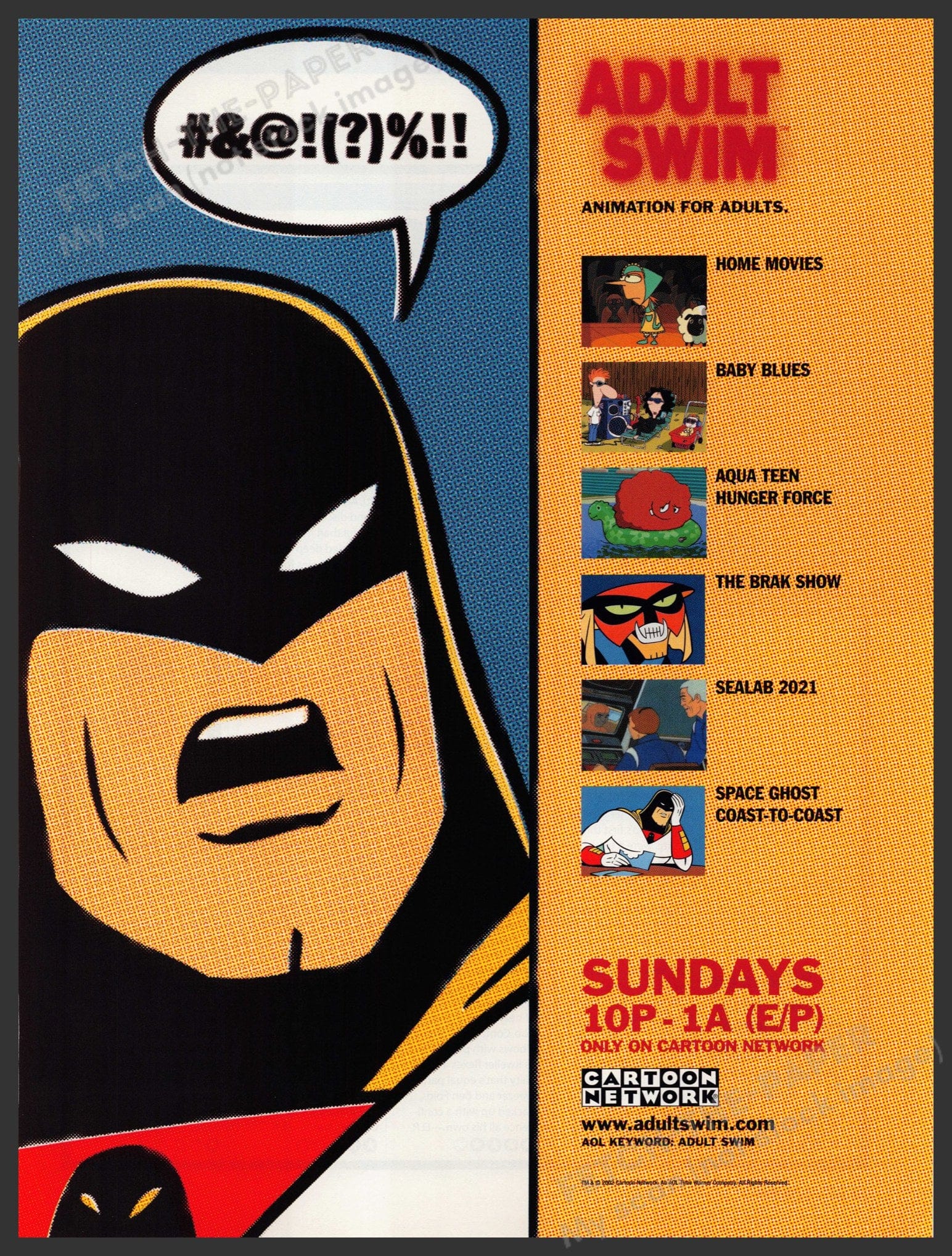 Adult Swim Cartoon Network 2002 Print Ad - Space Ghost — Fetch-the-Paper