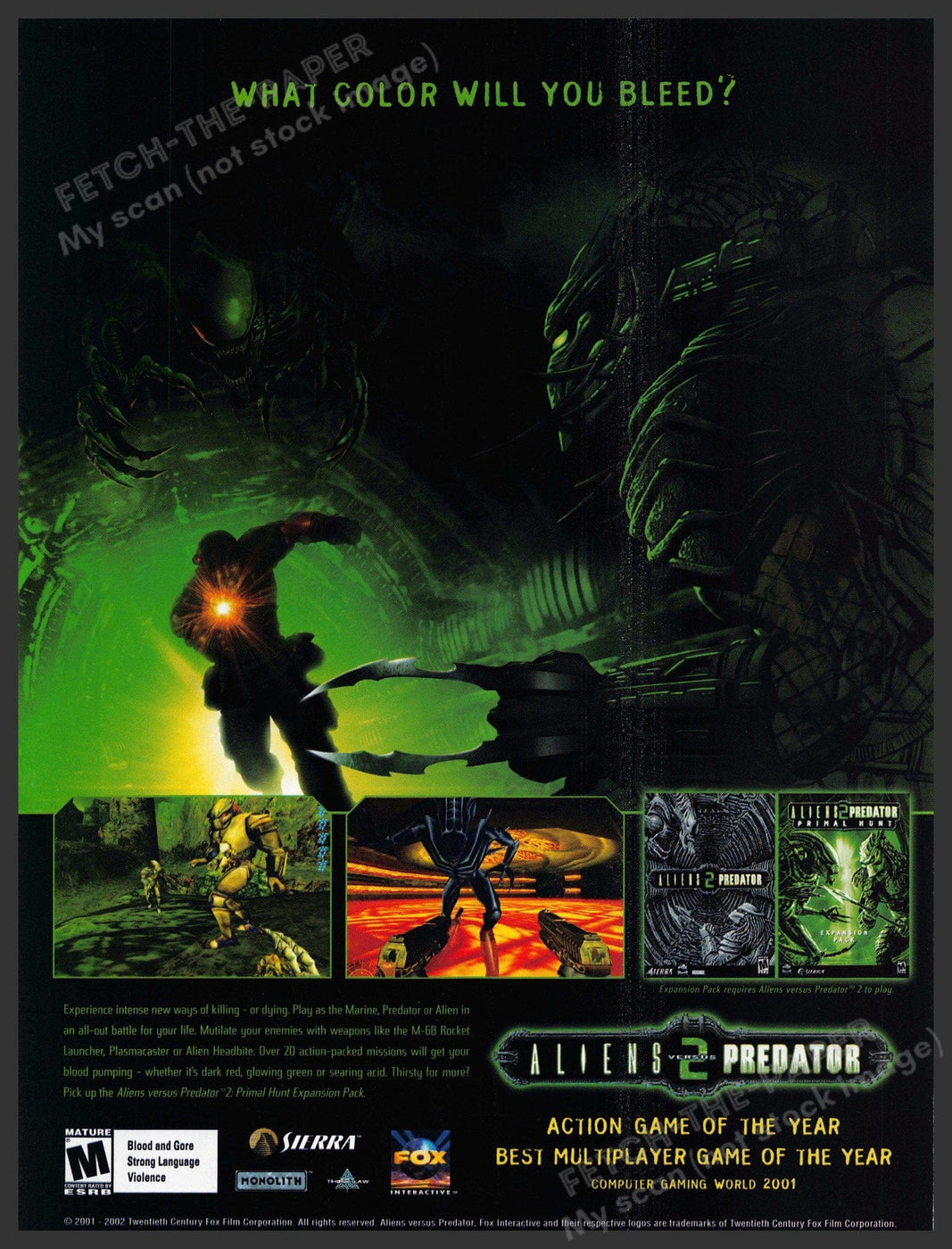 Aliens Versus Predator 2 2000s Video Game Print Advertisement 2002 ...