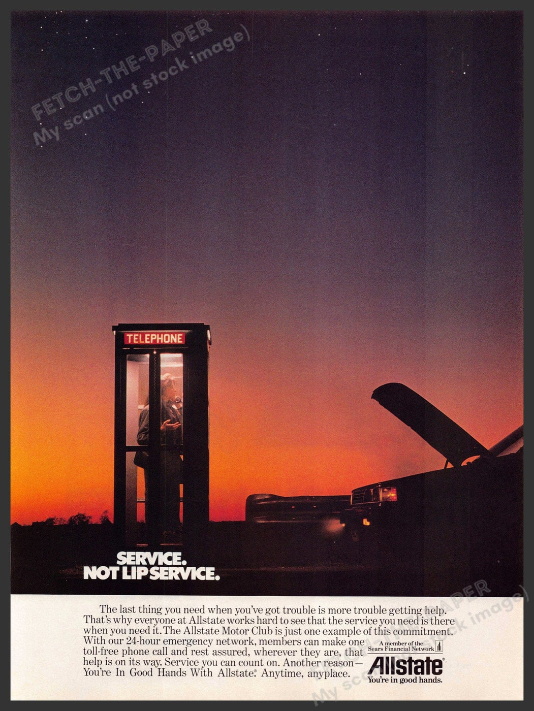 Allstate 1980s Magazine Print Advertisement 1988 Phone Booth Roadside ...