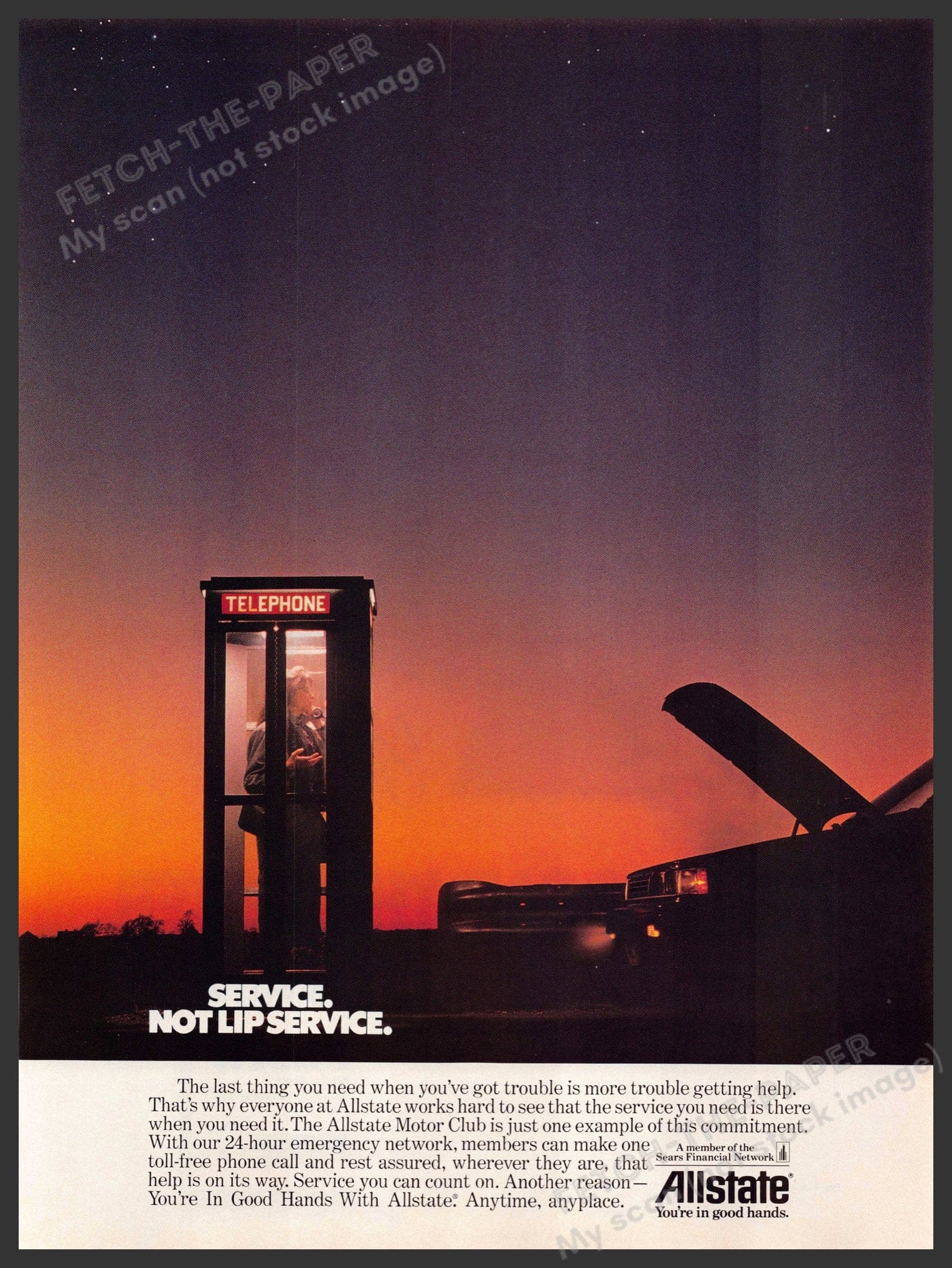 Allstate 1980s Magazine Print Advertisement 1988 Phone Booth Roadside ...