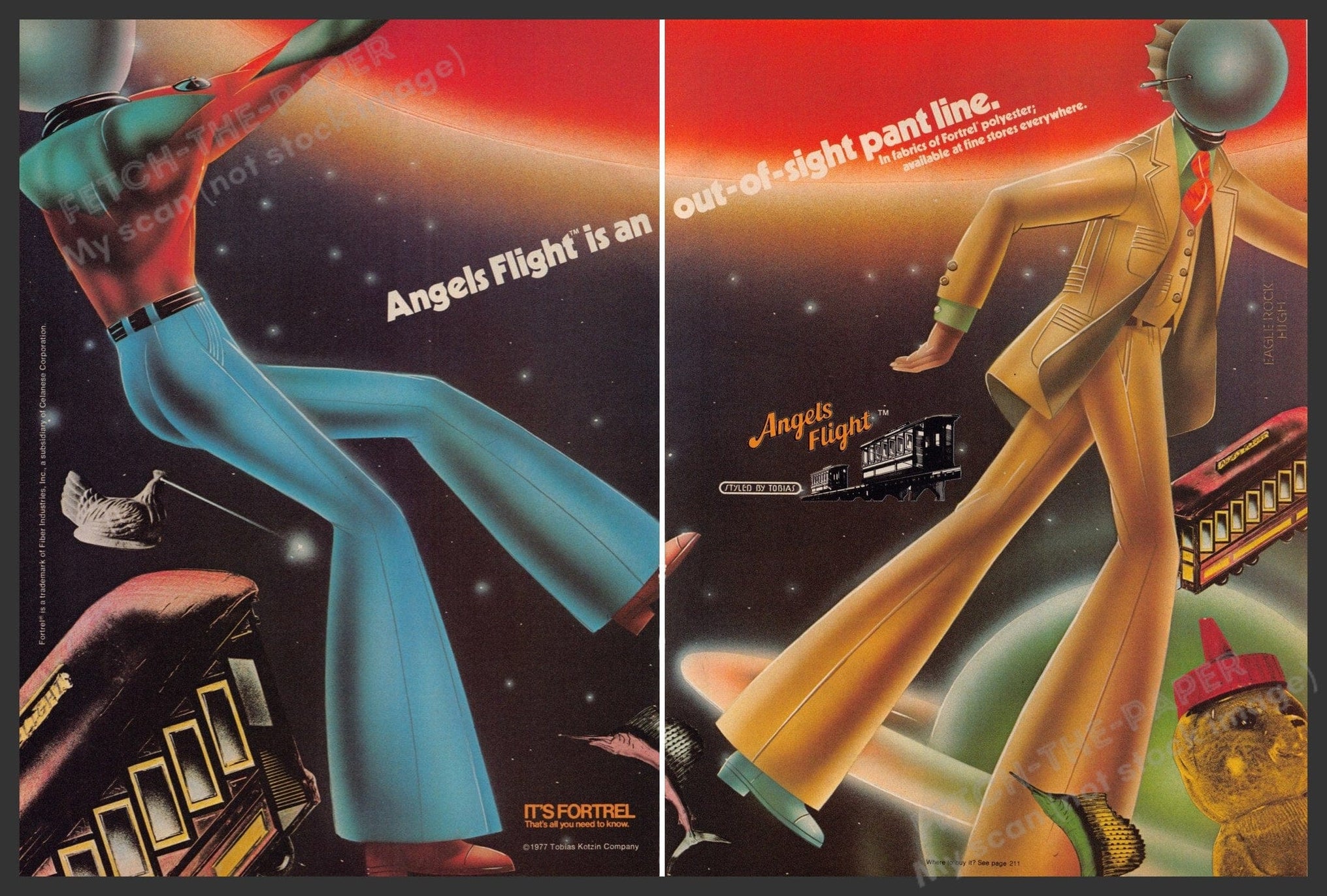 1977 Angels Flight Pants Vintage 2-Page Print Ad — Fetch-the-Paper