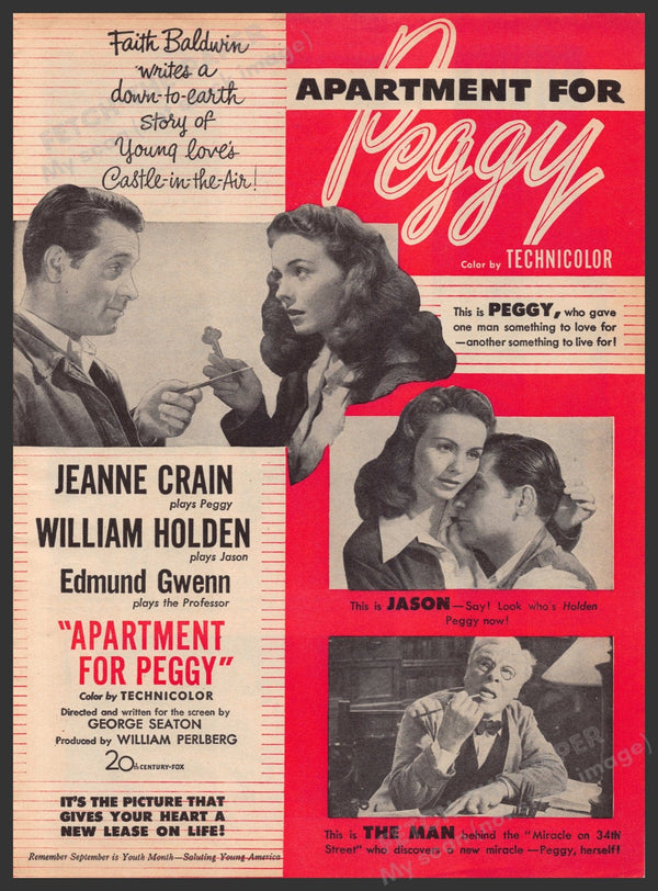 "Apartment for Peggy" 1948 Vintage Movie Print Ad - Jeanne Crain ...