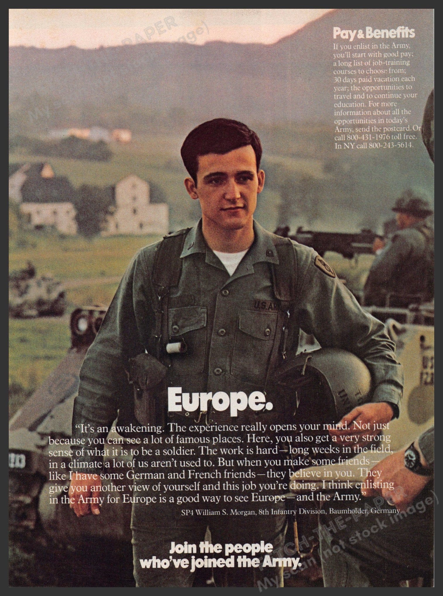 Army 1970s Magazine Print Advertisement 1977 SP4 William S. Morgan Eur ...