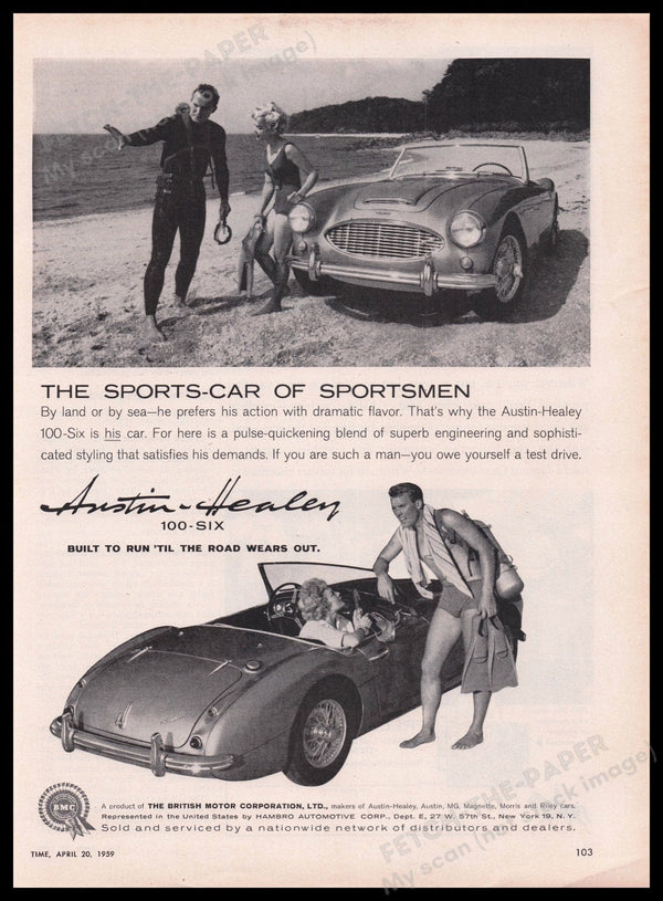Austin-Healey 100-Six Car 1950s Print Advertisement Ad 1959 Beach ...