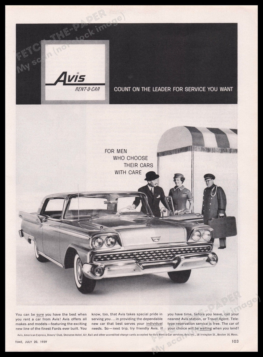 Vintage 1959 Avis Rent-a-Car Ad - Finest Fords Ever Built — Fetch-the-Paper