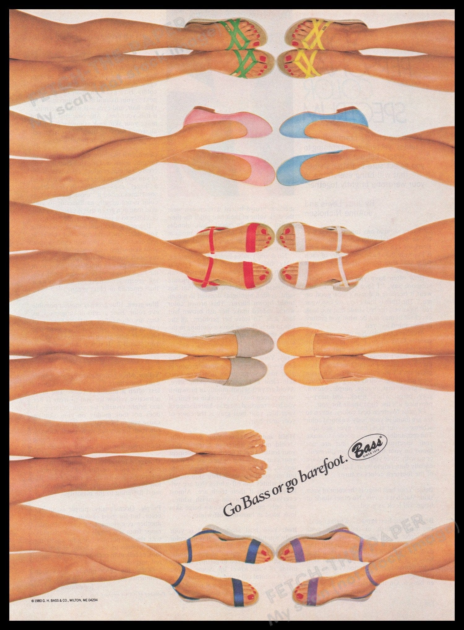 Bass Shoes 1980s Print Advertisement Ad 1981 Legs Feet "Go Bass or go ...