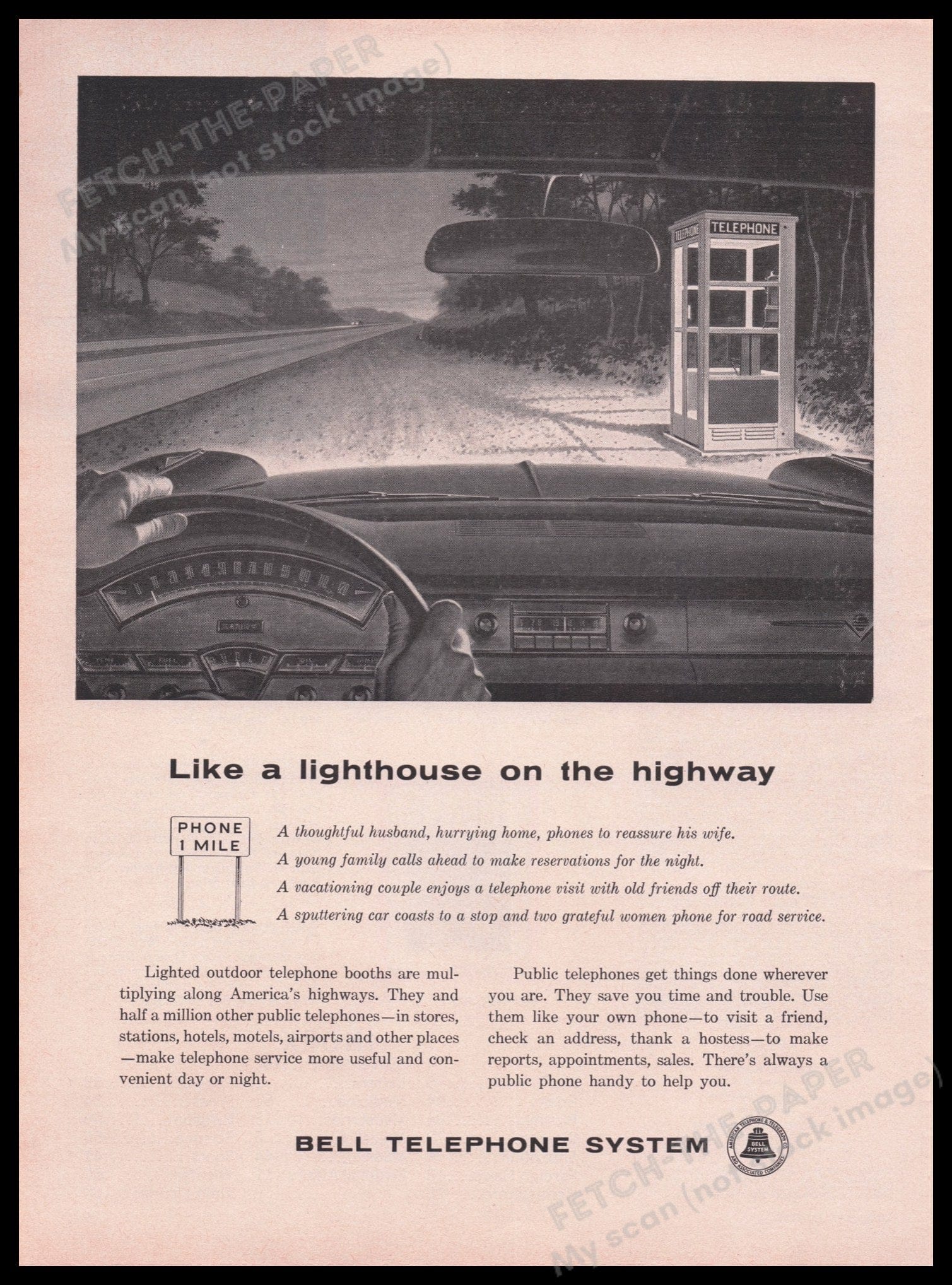 Bell Telephone System Highway Booth 1950s Print Advertisement Ad 1959 ...