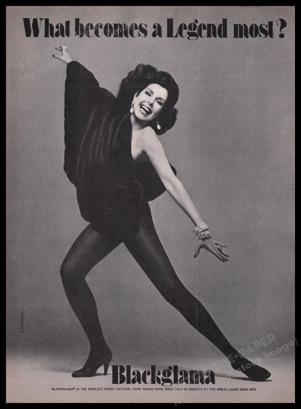 Blackglama Ann Miller 1980s Mink Fashion Print Ad — Fetch-the-Paper