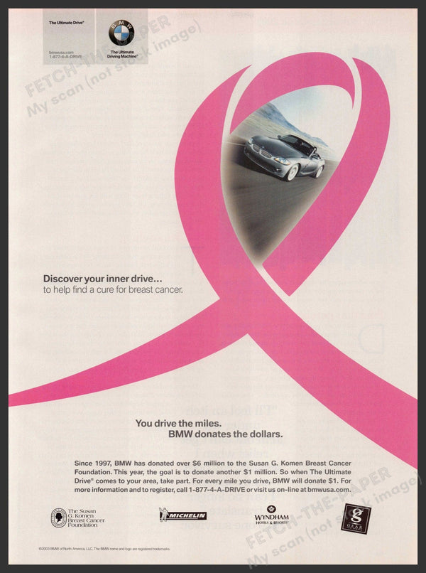 BMW Breast Cancer Awareness 2000s Print Advertisement 2003 Pink Ribbon ...
