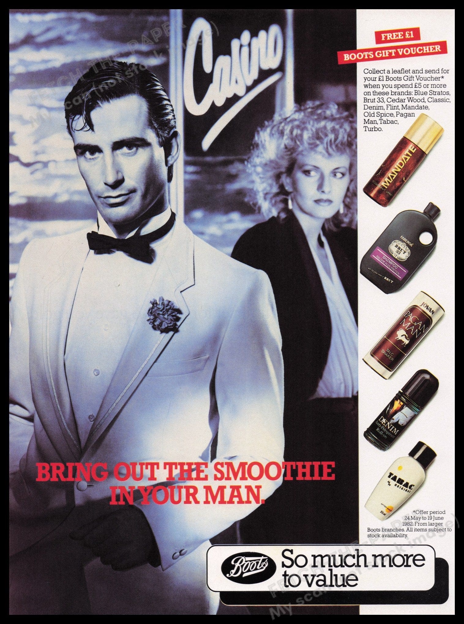 Boots 1980s Print Advertisement Ad 1982 "Bring out the smoothie in you ...