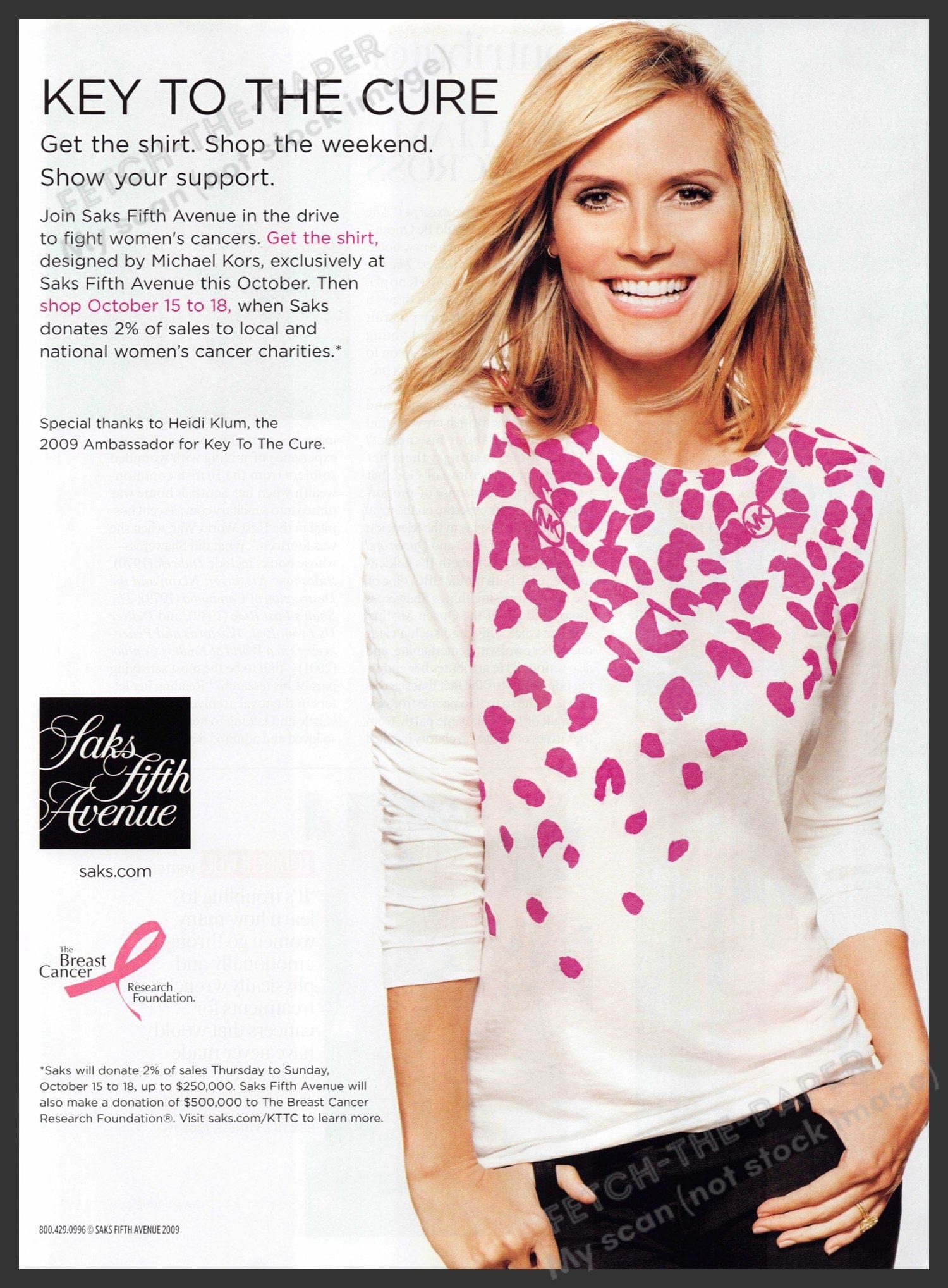 Breast Cancer Research Ad 2009 Heidi Klum Key to the Cure — Fetch-the-Paper