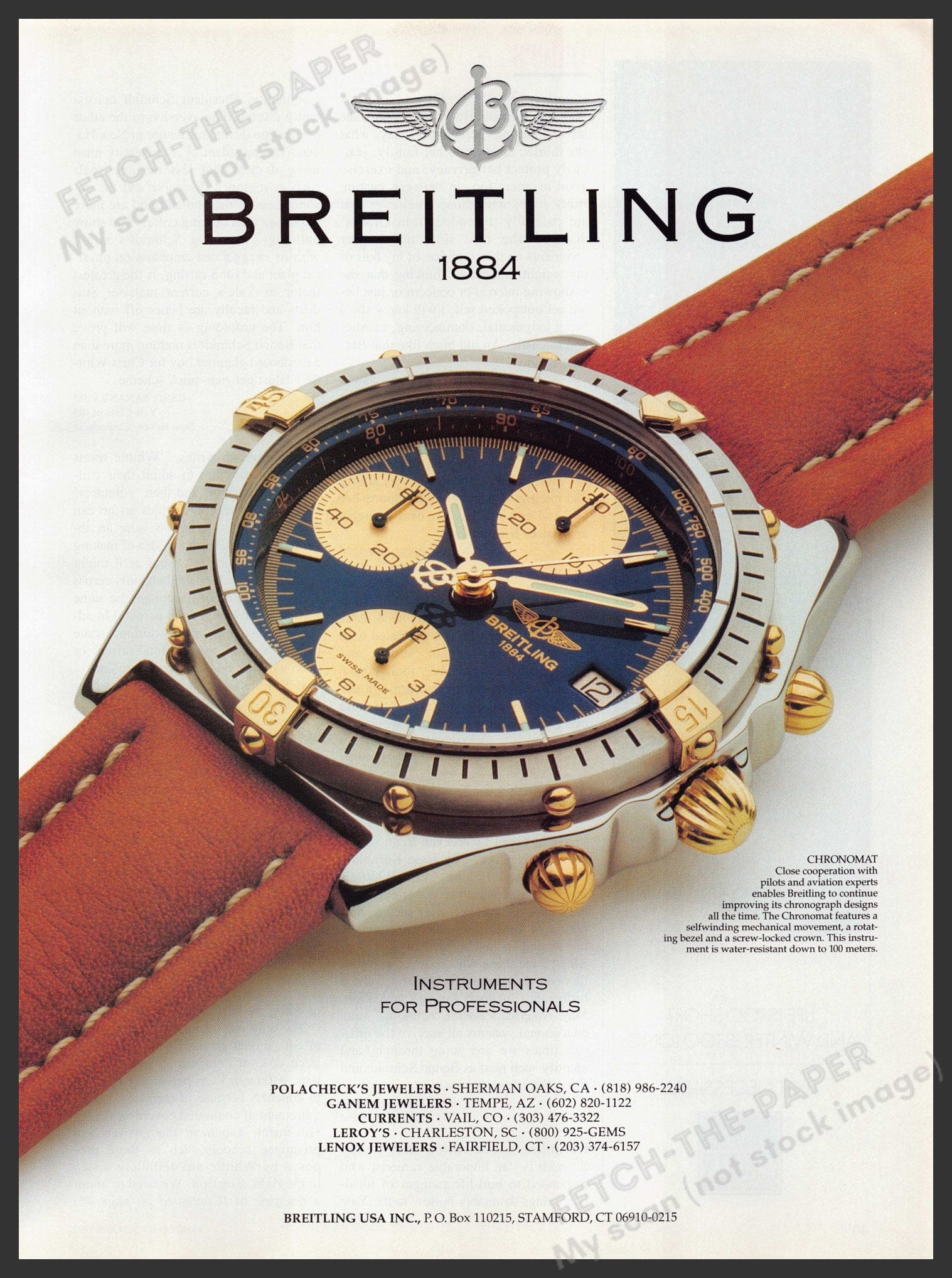 Breitling 1884 Model Watch 1990s Print Advertisement Ad 1992 — Fetch ...