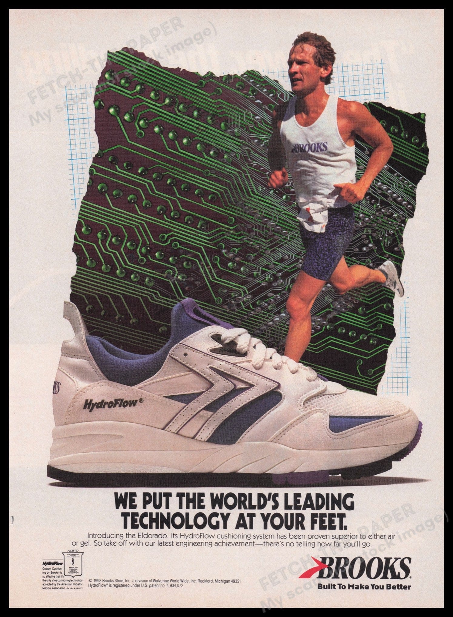 Vintage 1993 Brooks Eldorado Running Shoe Ad with HydroFlow — Fetch-the ...