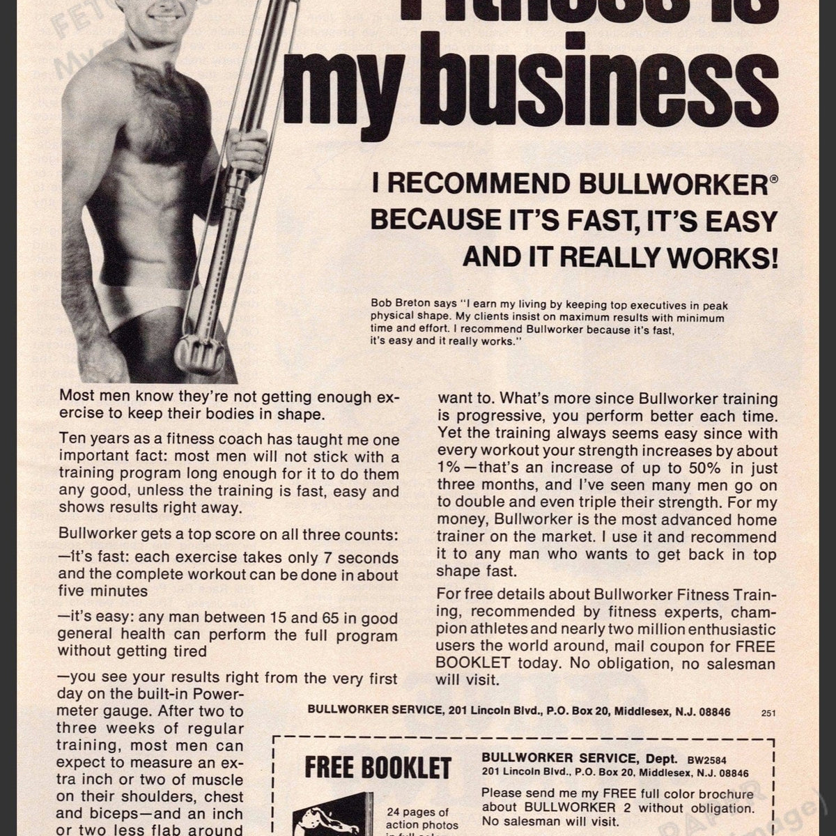 Vintage 1977 Bullworker Ad - Bob Breton Fitness Equipment — Fetch-the-Paper