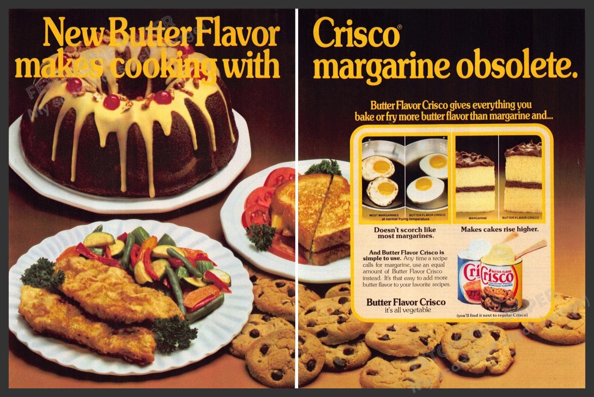 Butter Flavor Crisco 1980s Print Advertisement Ad 1983 "It's all veget ...