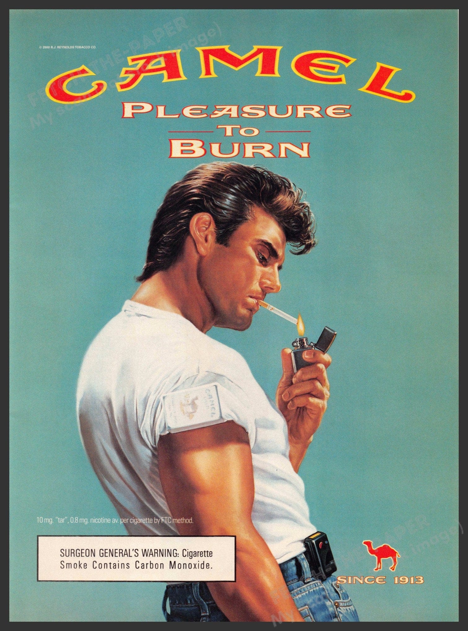 Camel 2000 Magazine Print Advertisement Ad James Dean Looking Illustra — Fetch-the-Paper