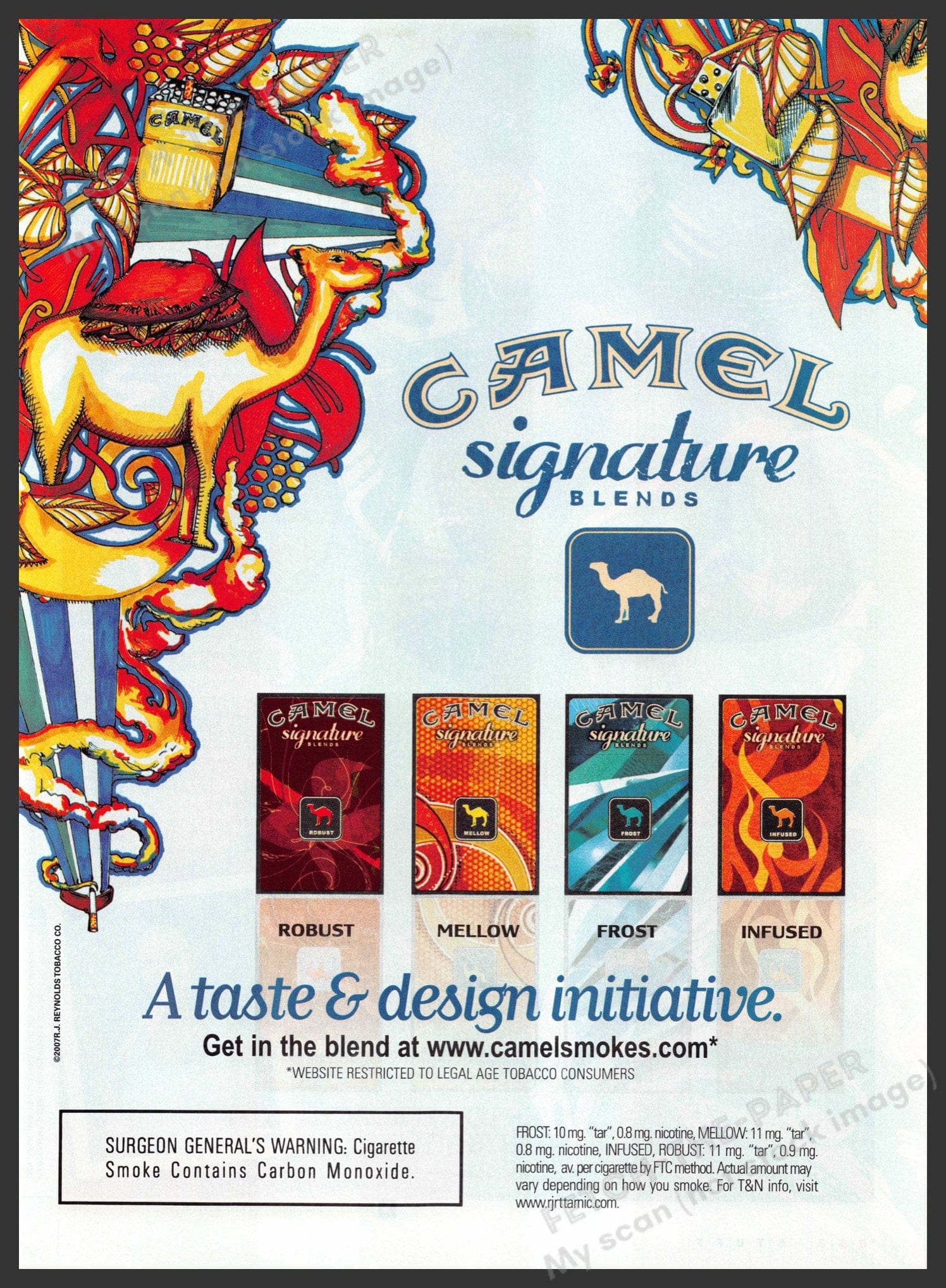 Camel 2000s Magazine Print Advertisement Ad 2007 Signature Blends Desi ...