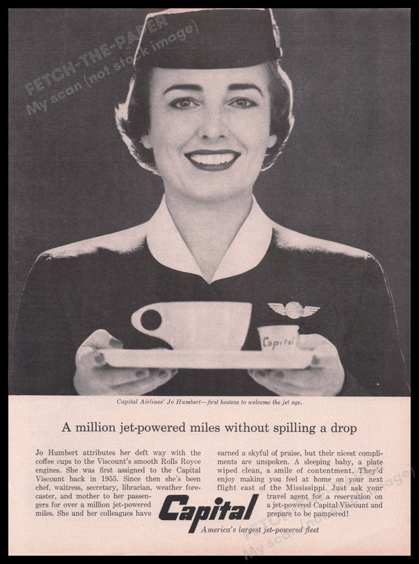 Capital Airlines Jo Humbert Hostess 1950s Print Advertisement Ad 1959 ...