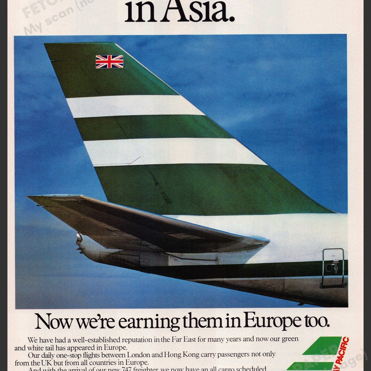 Cathay Pacific Airlines 1980s Print Advertisement Ad 1982 Hong Kong UK ...