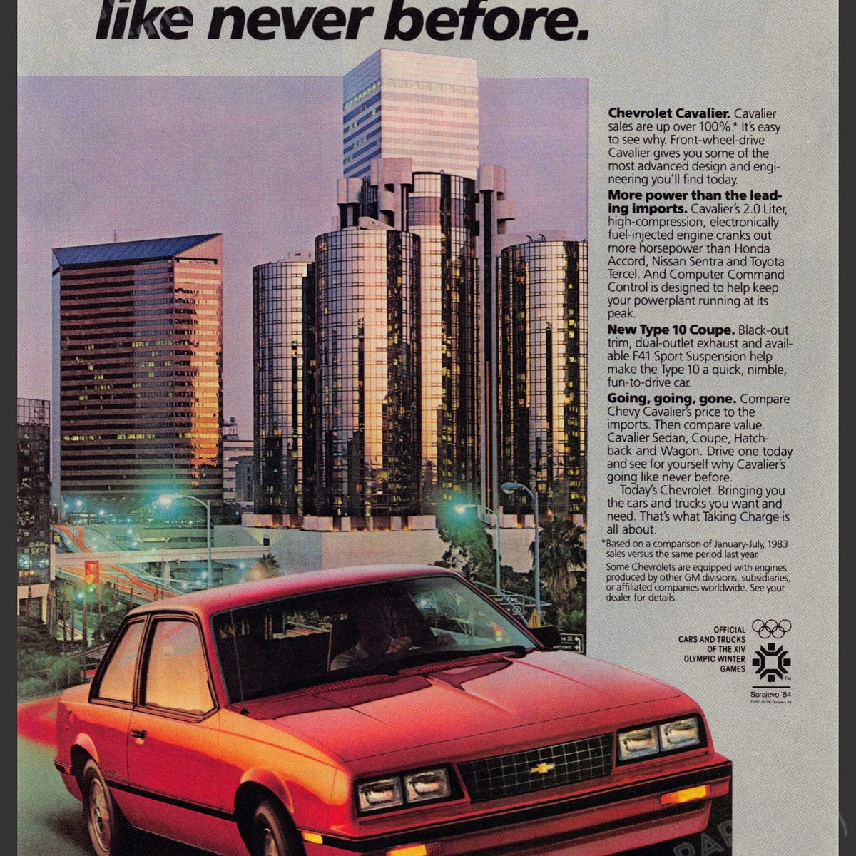 Vintage 1984 Chevrolet Cavalier Ad - L.A. Bonaventure Hotel Scene ...