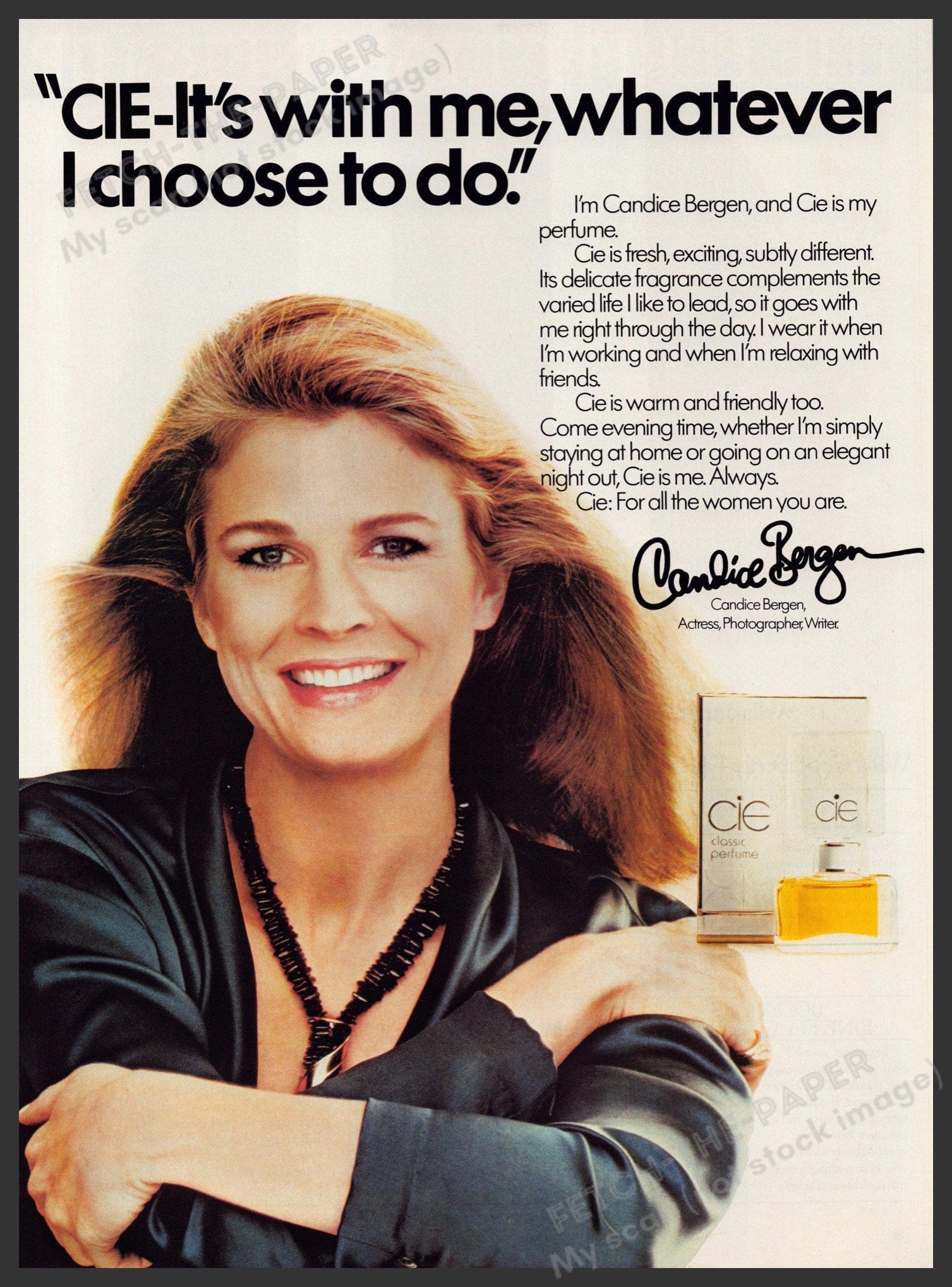 Cie Perfume with Candice Bergen 1980s Print Advertisement Ad 1982 ...