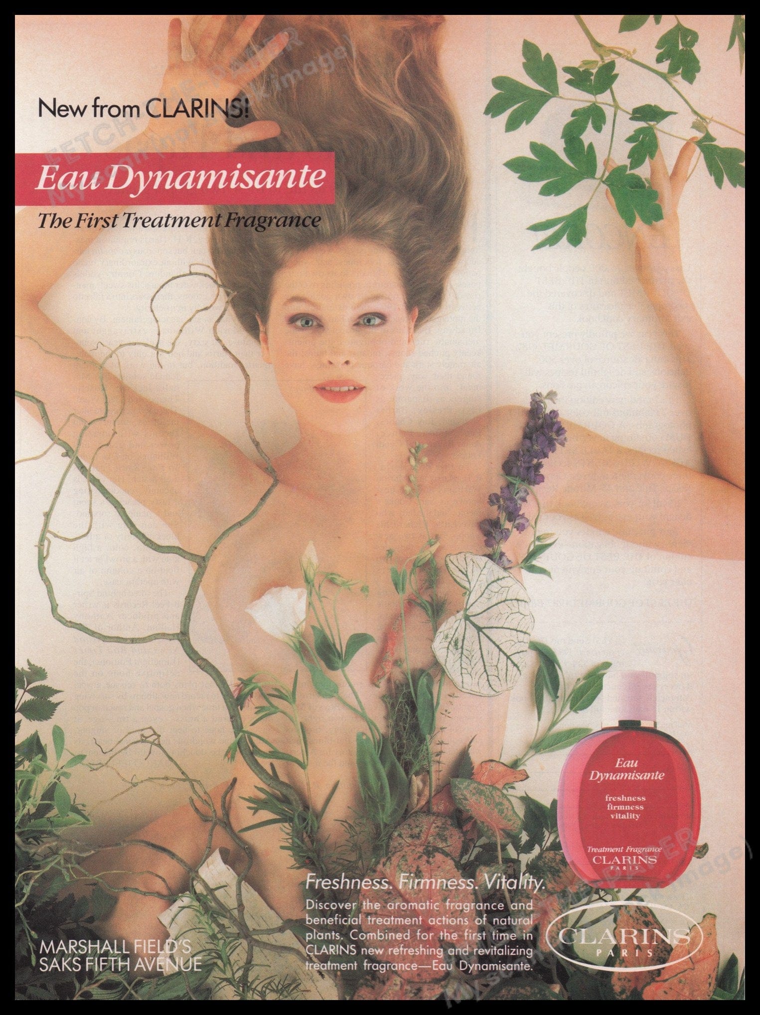 Clarins Paris Eau Dynamisante 1980s Print Advertisement Ad 1987 Bare T ...