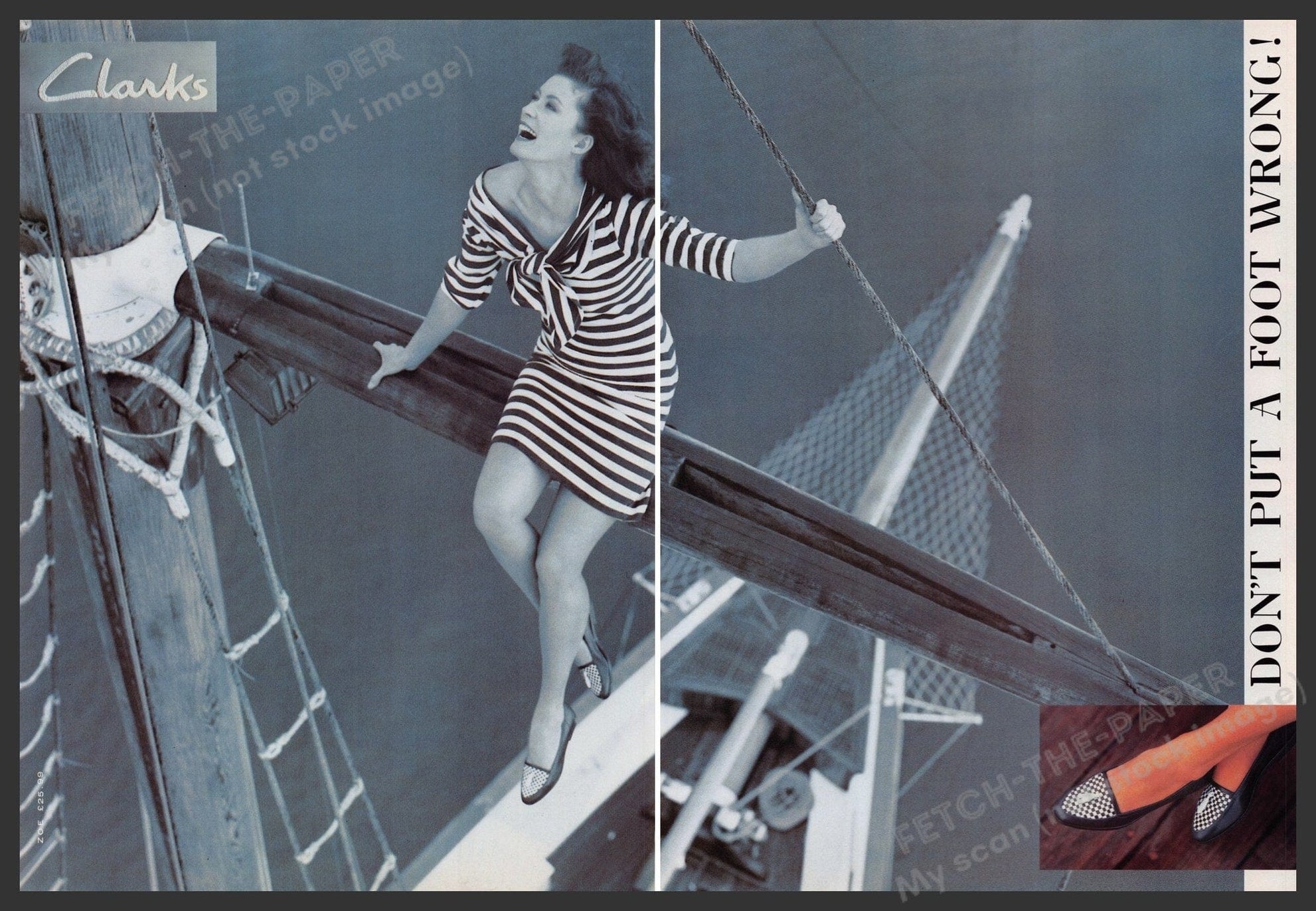 Clarks Shoes 1980s Print Advertisement (2 pages) 1988 Model Ship Mast ...