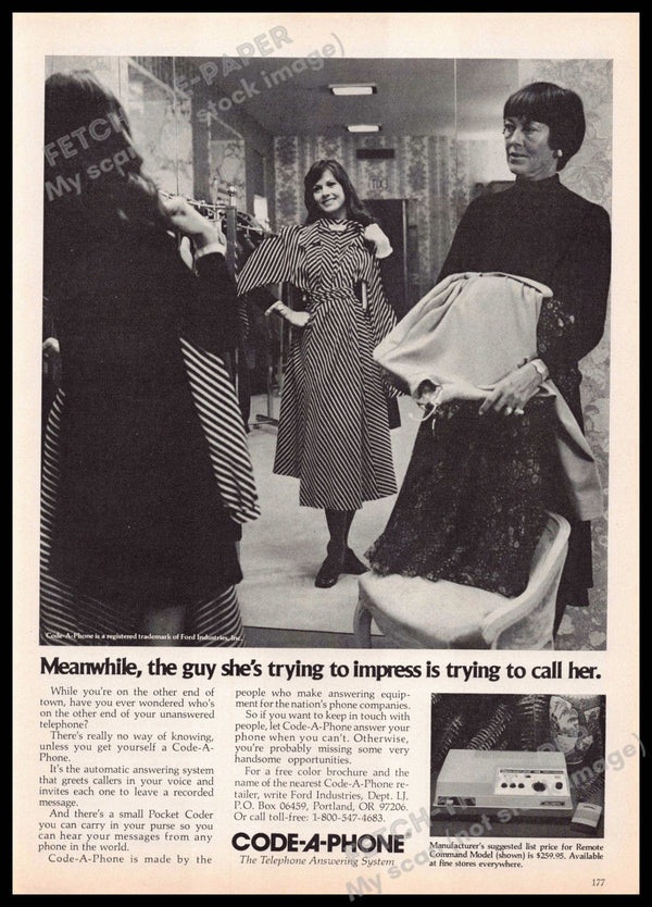 Code-a-Phone 1970s Print Advertisement 1977 Telephone Answering System ...