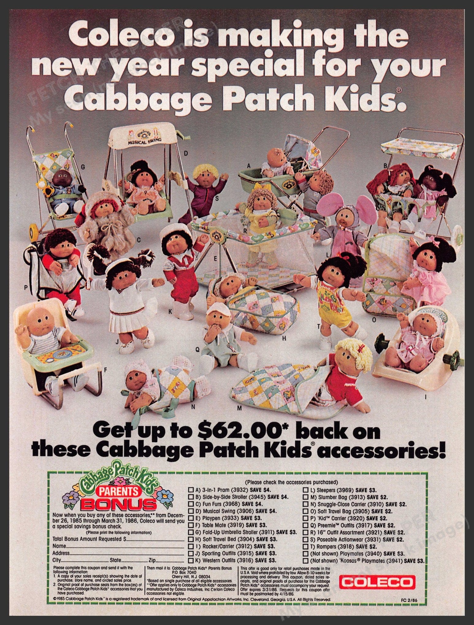 Coleco 1980s Print Advertisement 1986 Cabbage Patch Kids Fetch The Paper