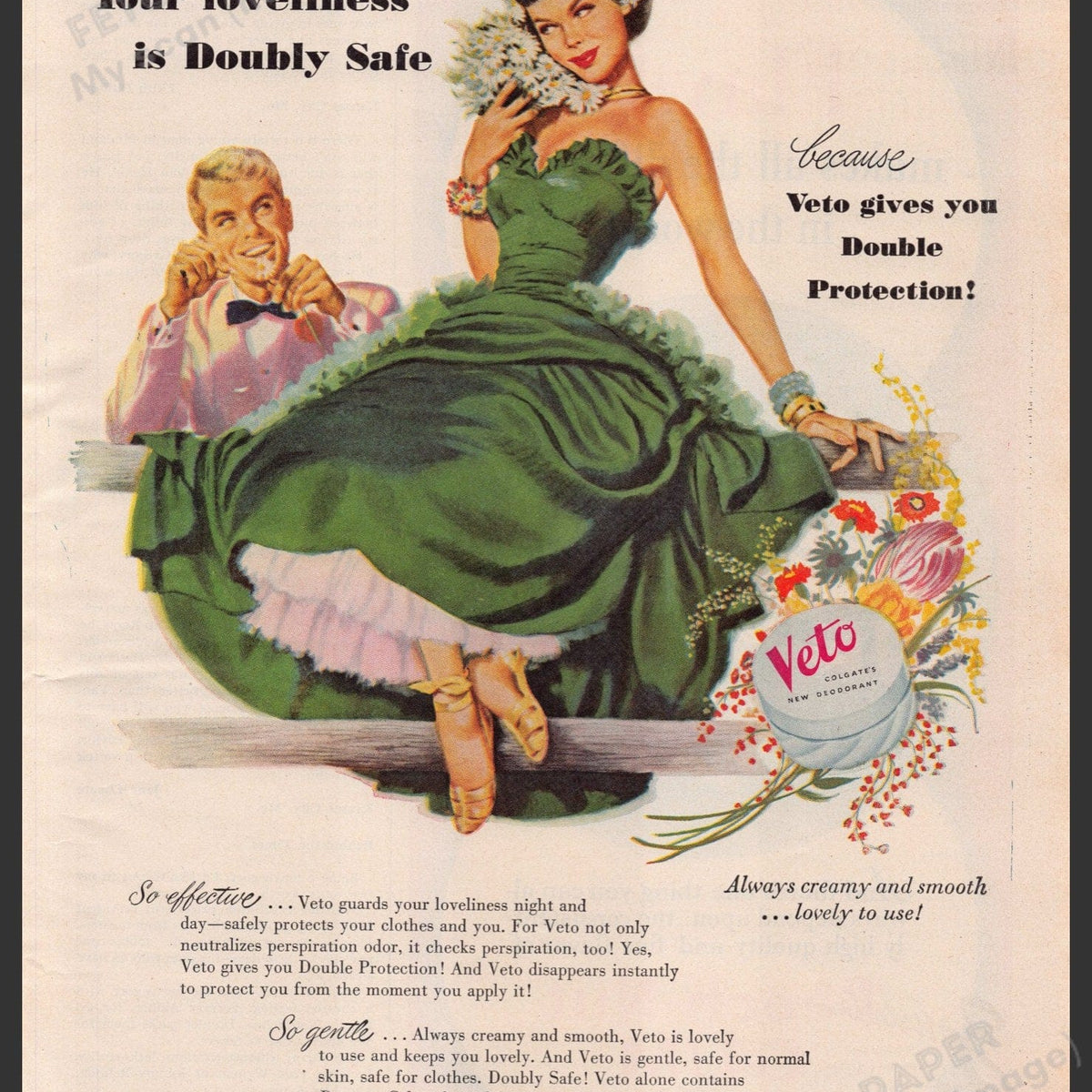 Colgate's Veto Deodorant 1940s Print Advertisement Ad 1949 Uses Durate ...