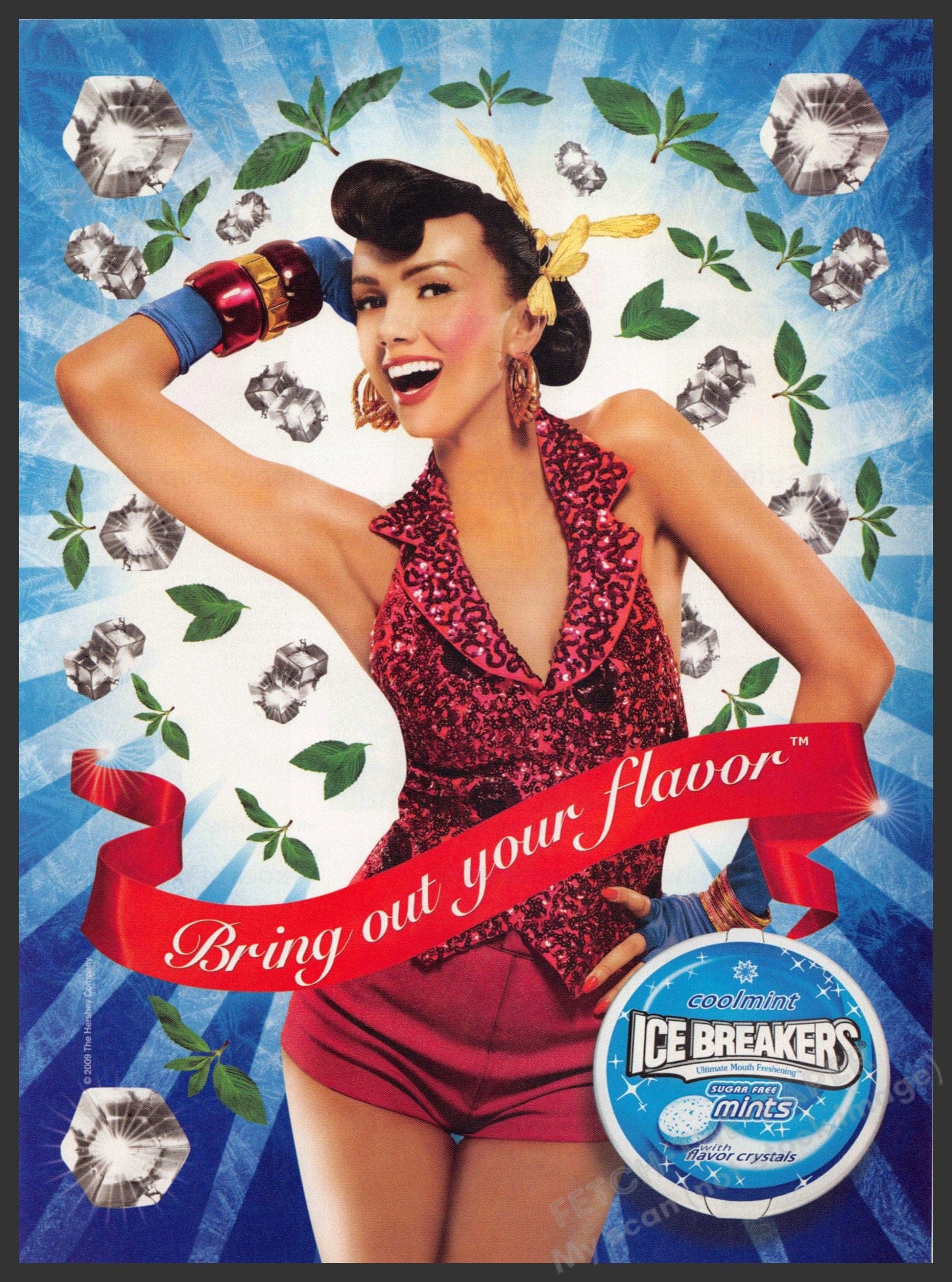 Coolmint Ice Breakers 2009 Pin-Up Girl Print Ad 8.5"x11" — Fetch-the-Paper
