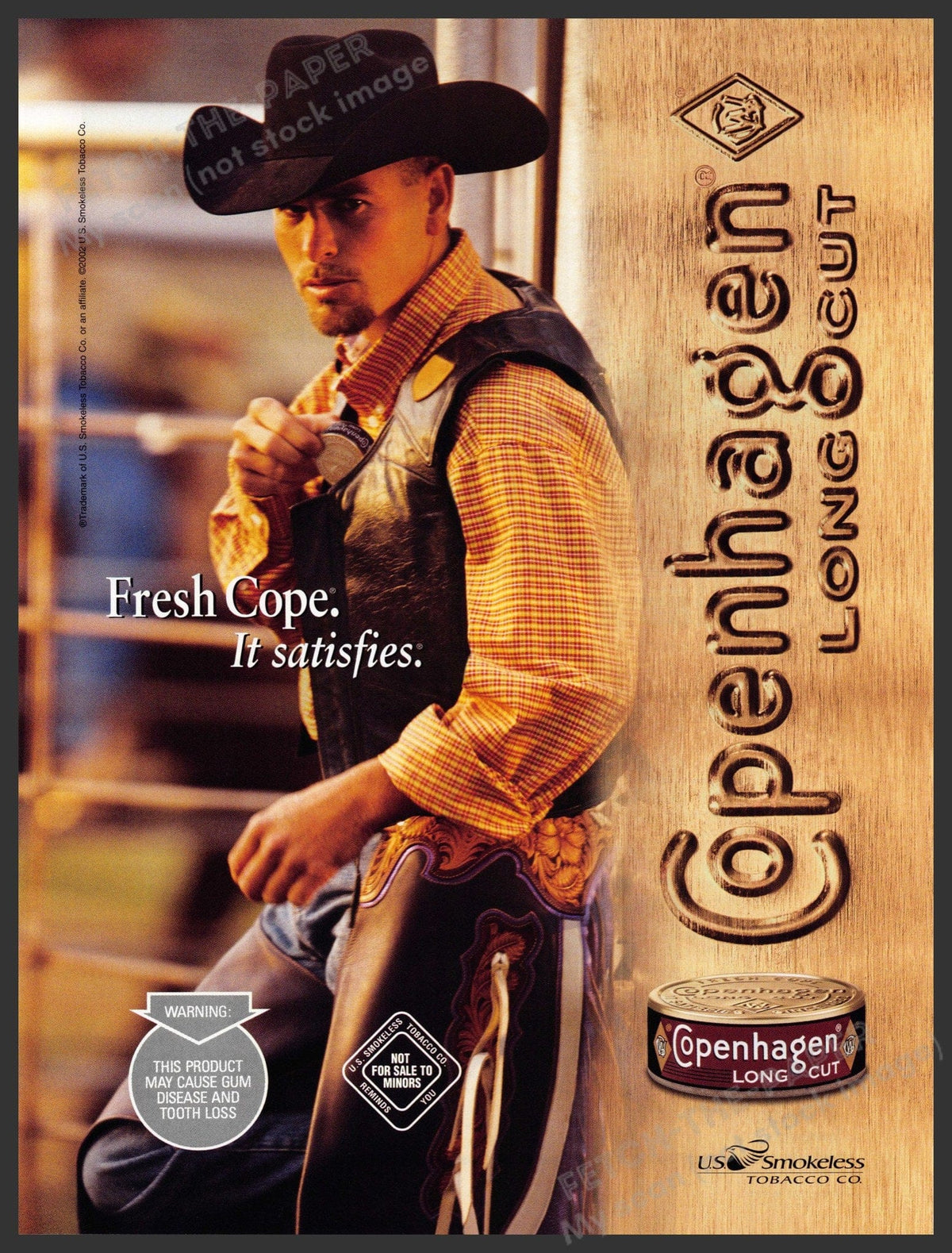 Copenhagen Long Cut 2000s Cowboy Print Ad - Vintage Tobacco Collectible ...