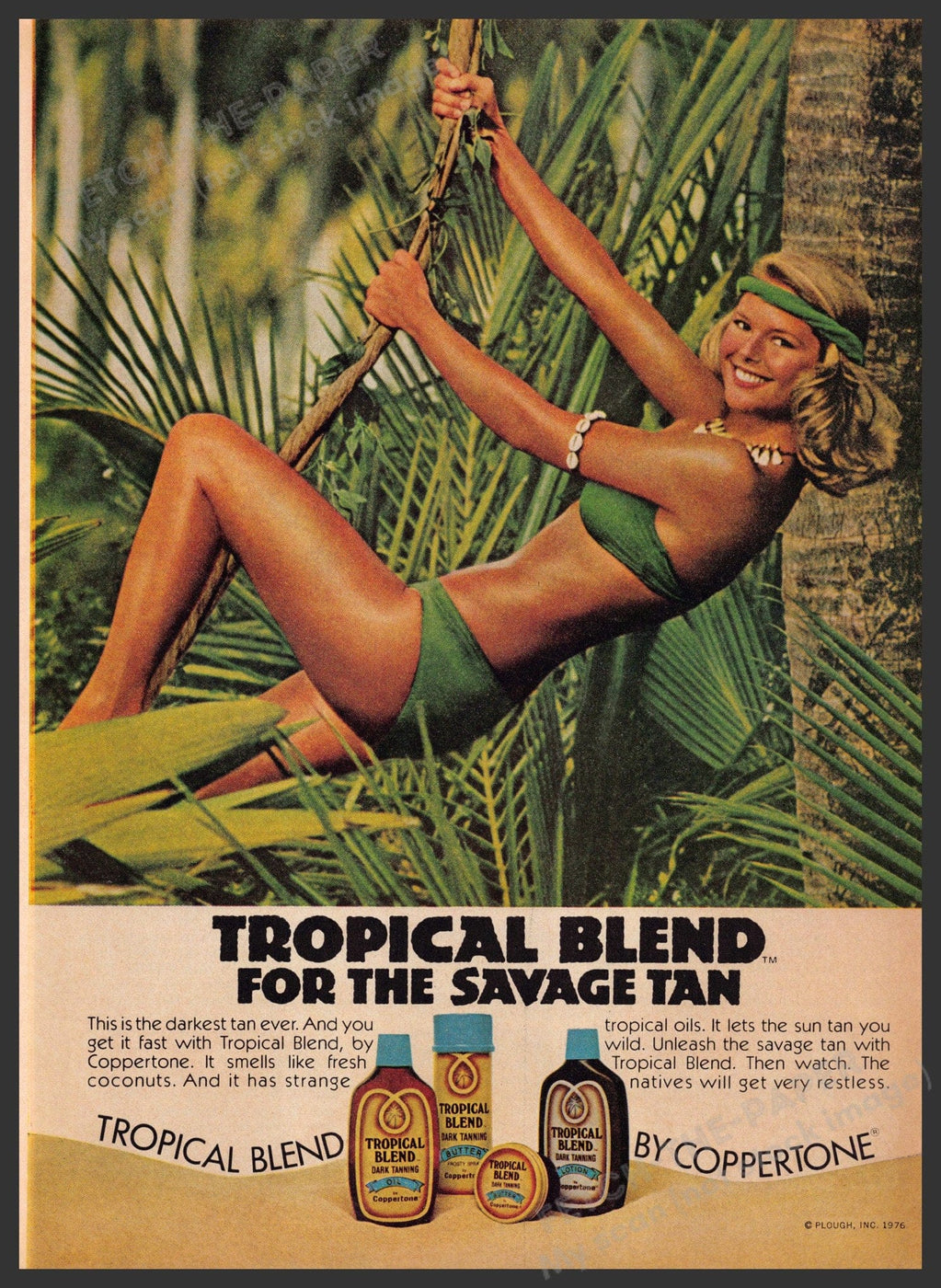 Coppertone Tropical Blend 1970s Print Ad — Fetch-the-Paper