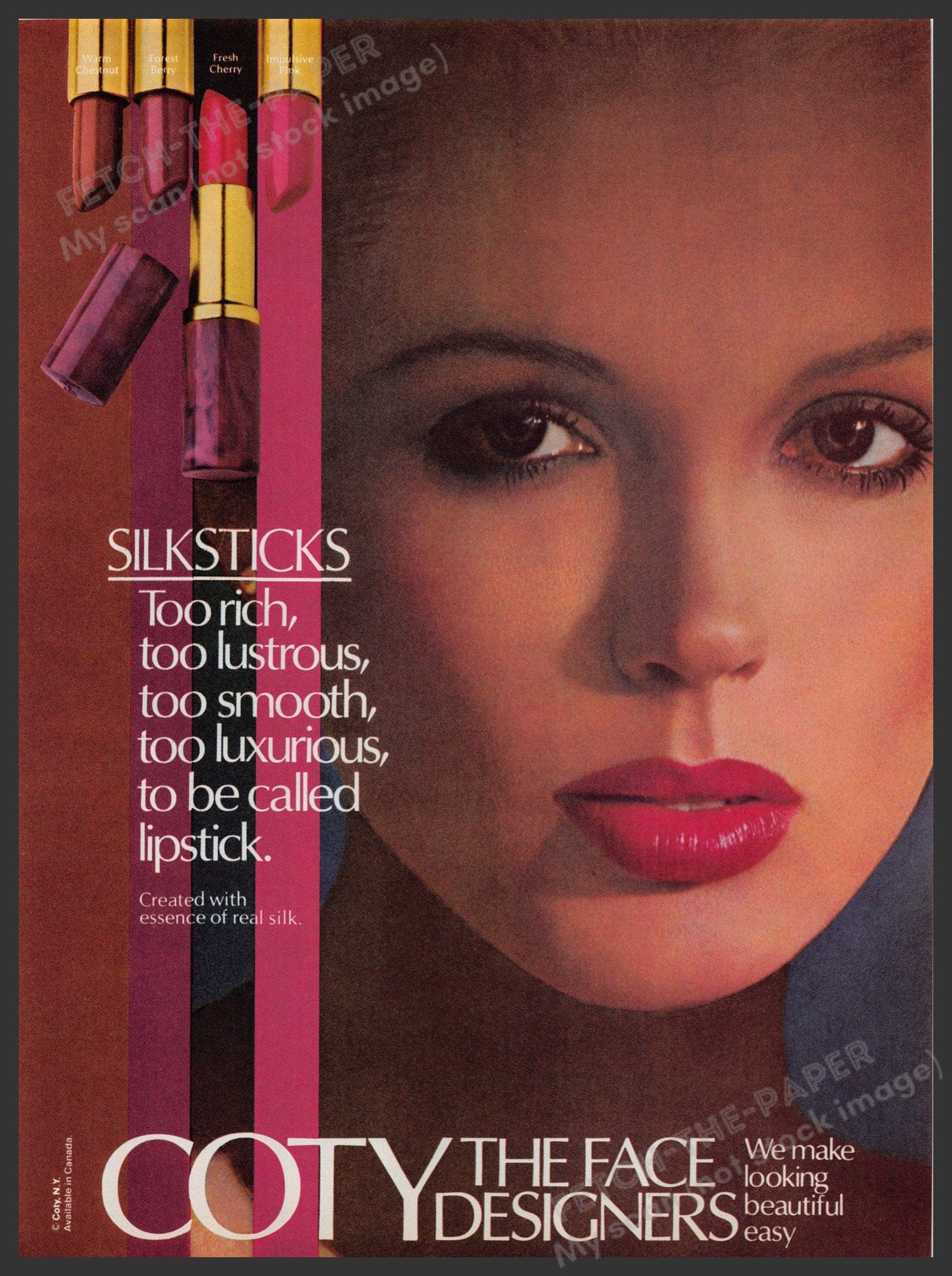 Coty Cosmetics Silksticks Lipstick 1980s Print Advertisement Ad 1981 — Fetch-the-Paper